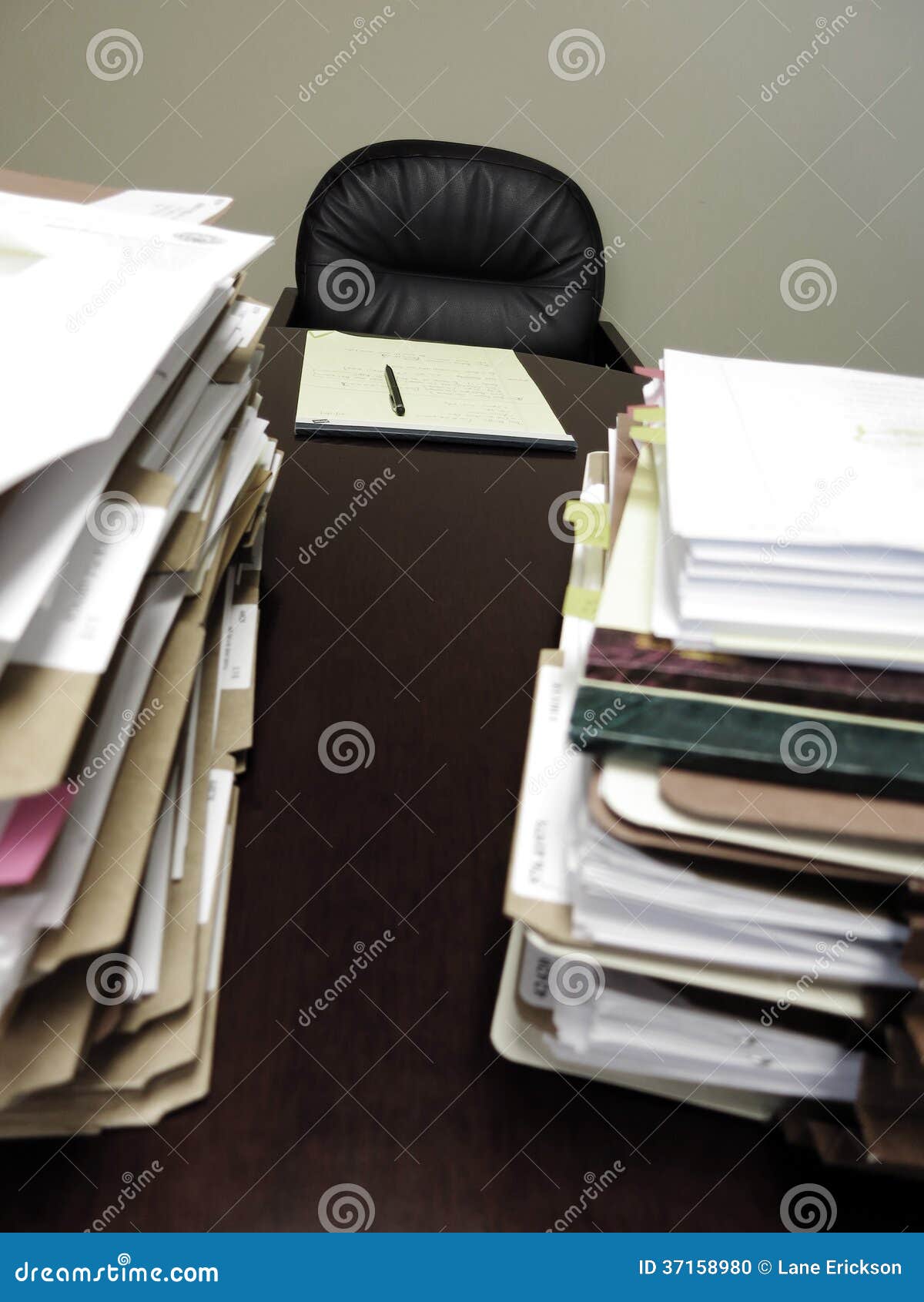 Desk with Piles of Files stock photo. Image of desk, male - 37158980
