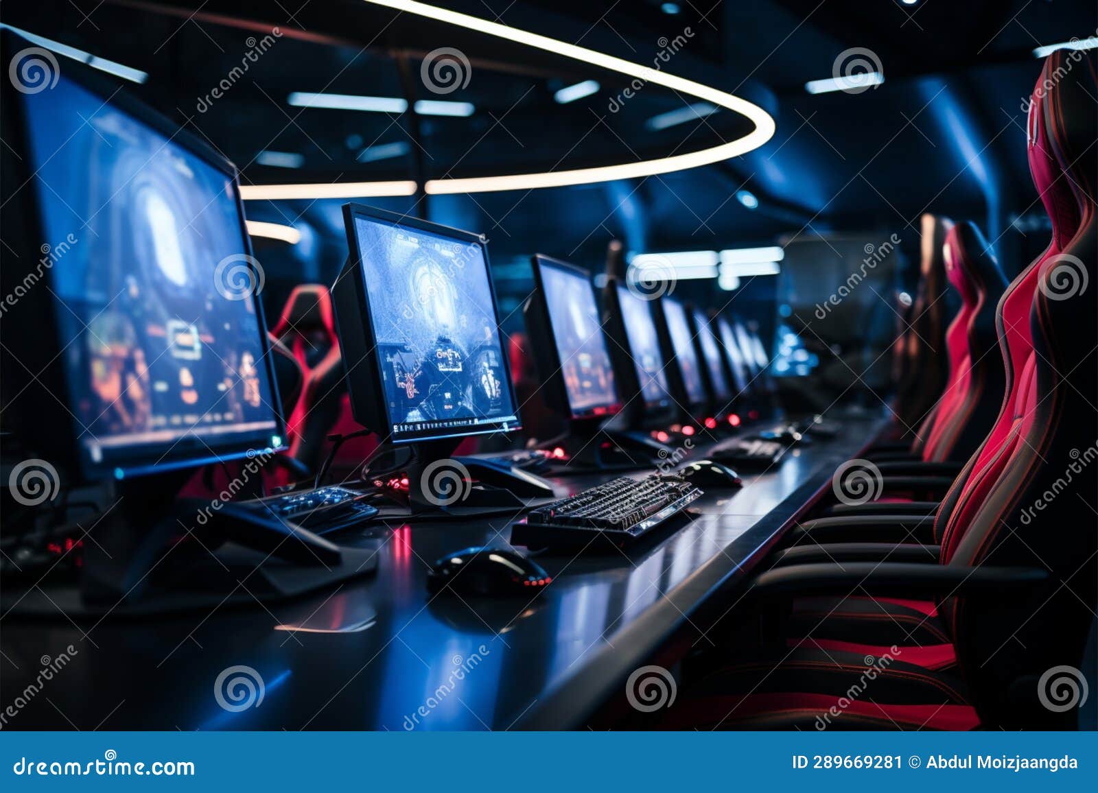 On the Desk, a Row of Monitors Stands in Perfect Formation Stock ...