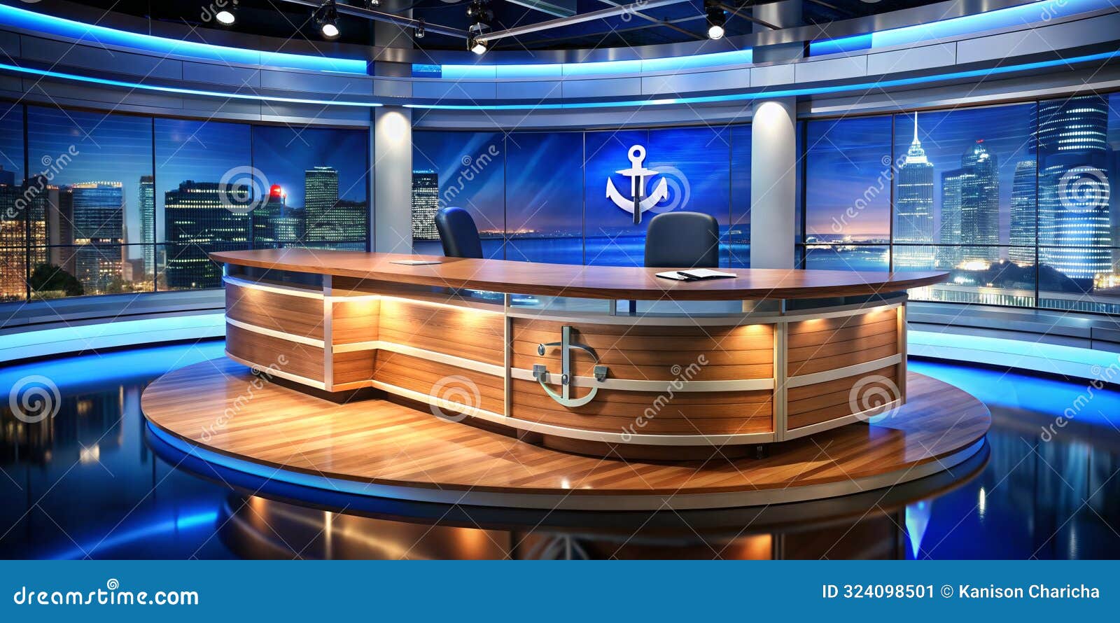 The Desk of the Studio Anchor Table AI-Generated Content Stock Image ...