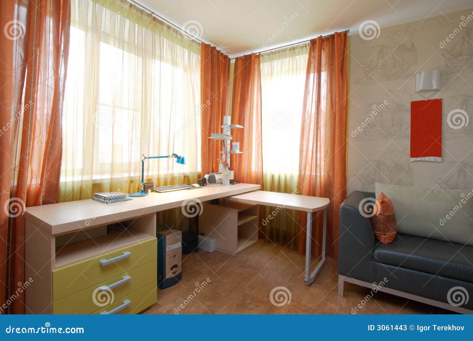 Desk for study stock image. Image of leisure, blind, cushion - 3061443