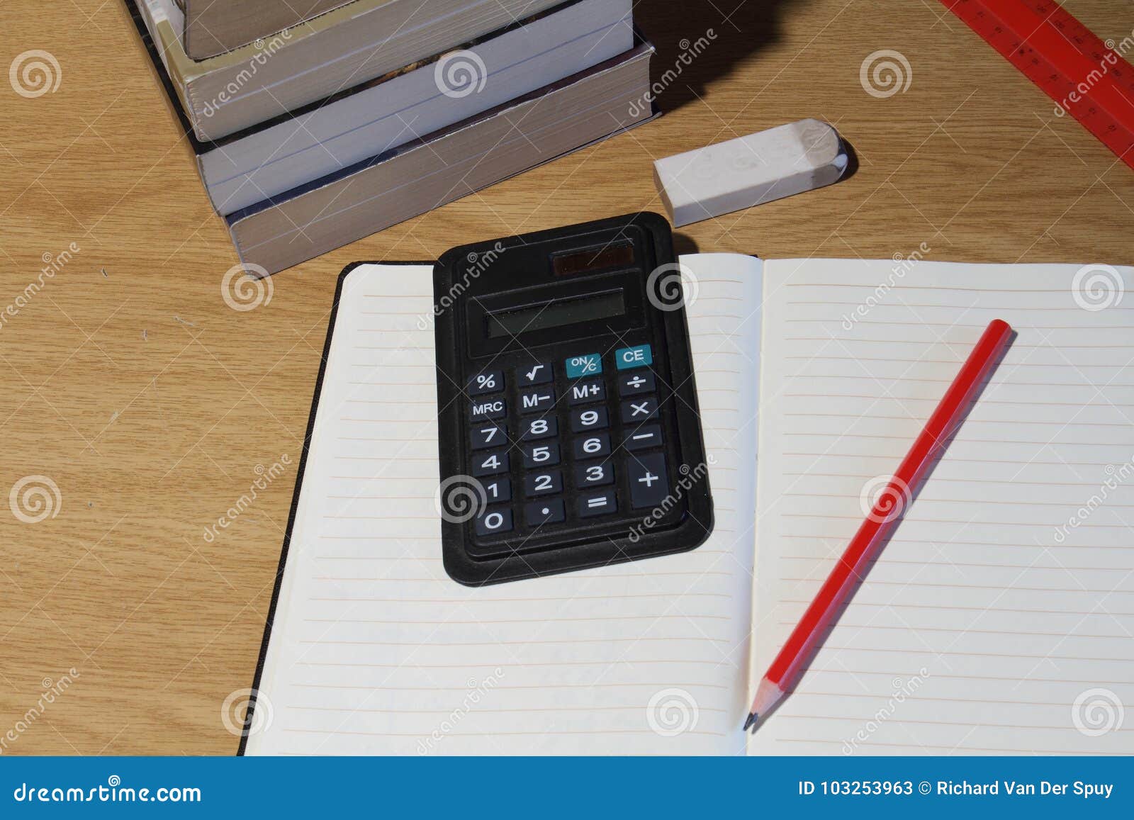 Desk with study materials stock image. Image of desk - 103253963