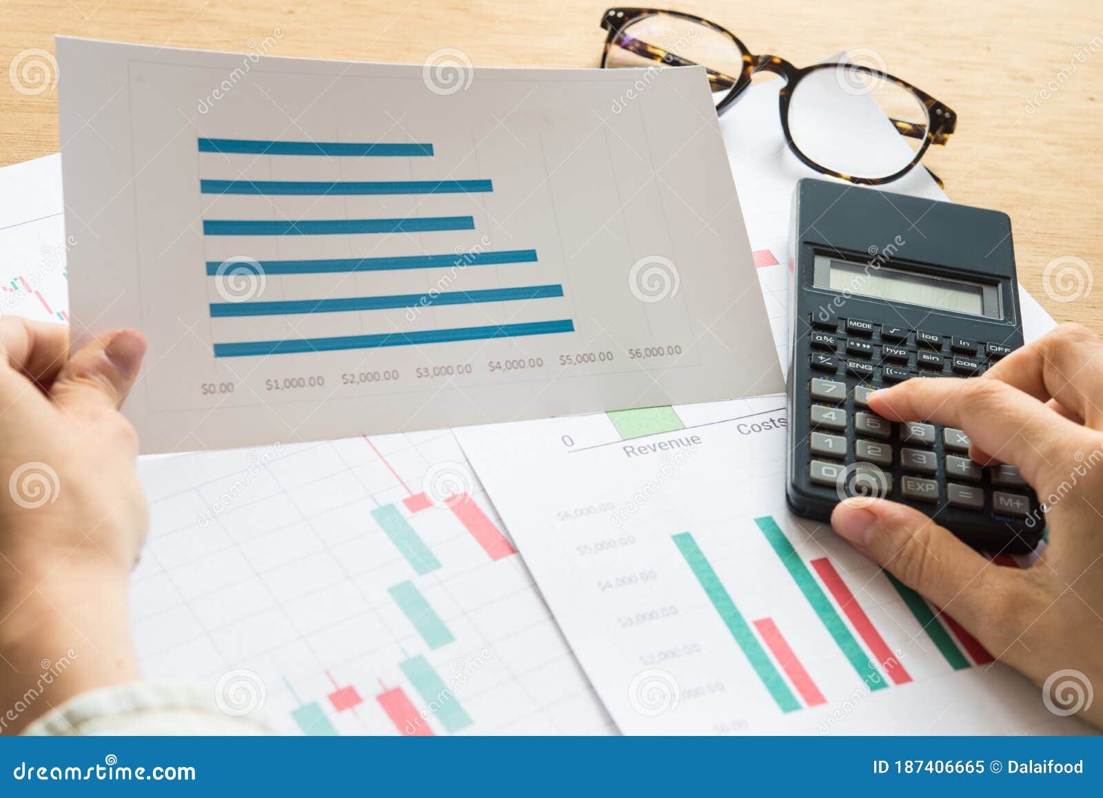Desk Table with Analysis Chart or Graph Stock Image - Image of paper ...