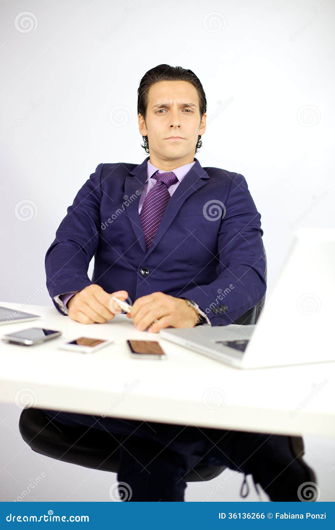 At the Desk with Technology Stock Photo - Image of businessman, bright ...