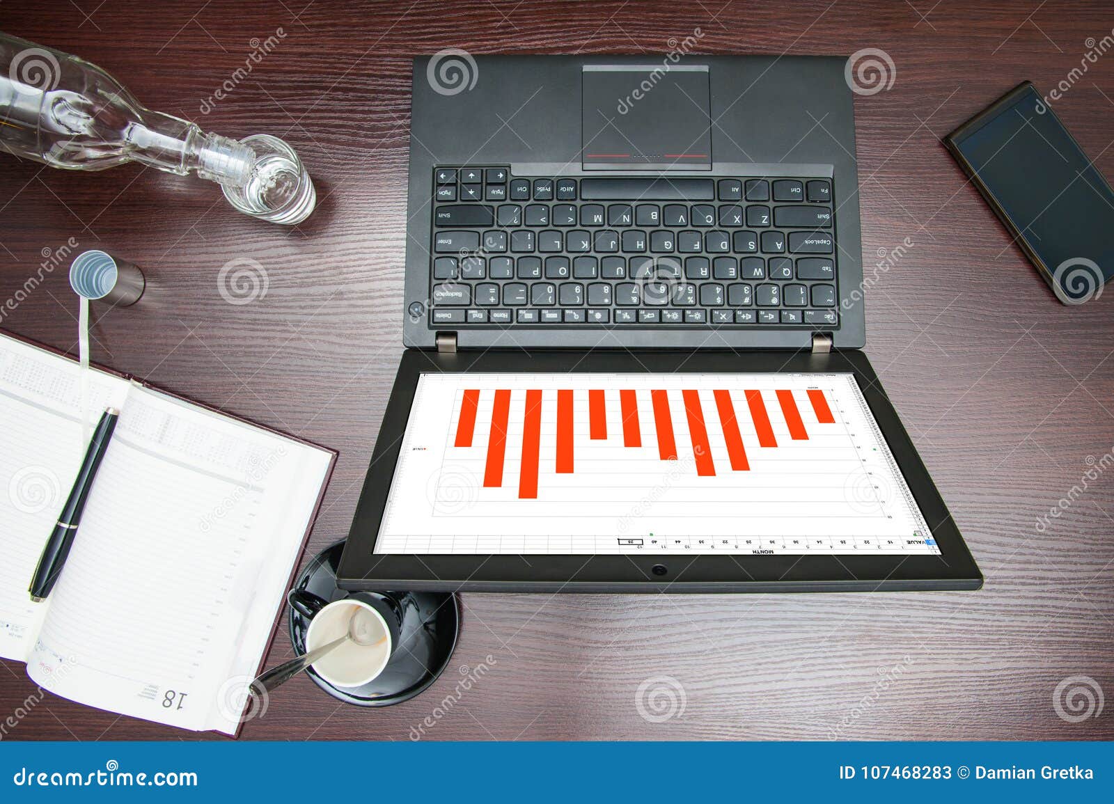 Desk Top View in the Office Stock Image - Image of education, table ...