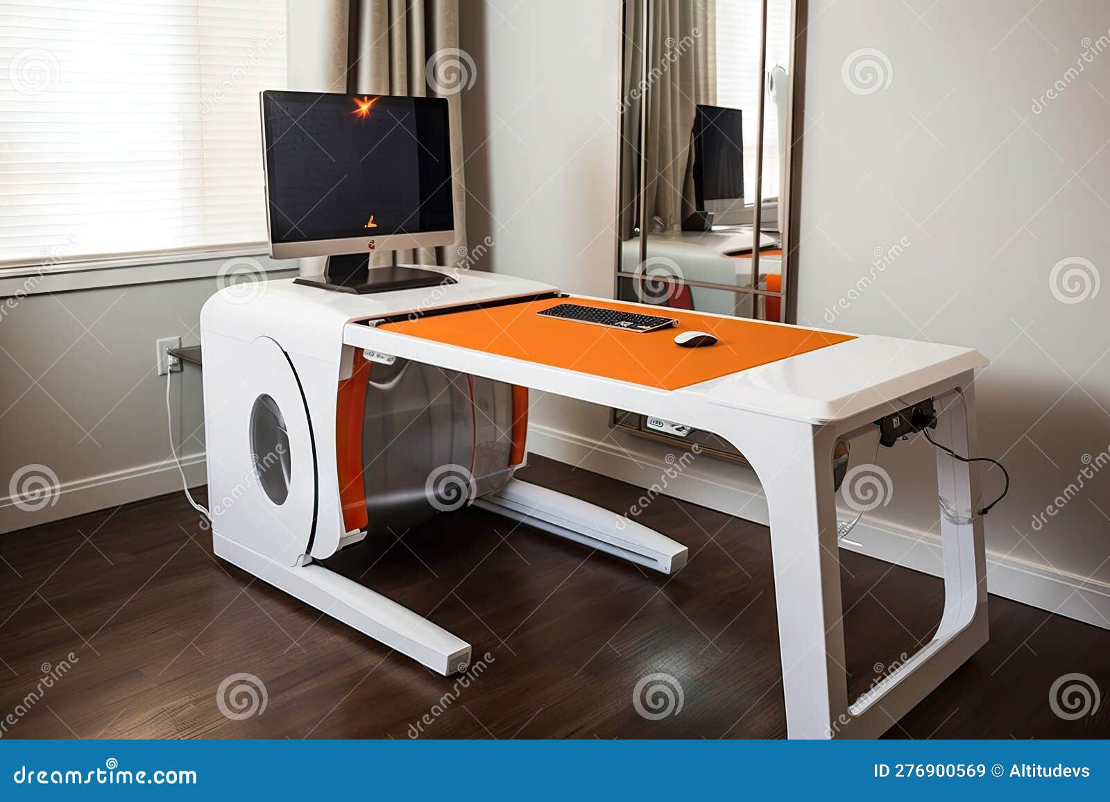 A Desk with a Treadmill Built in for an Active Work Environment Stock ...