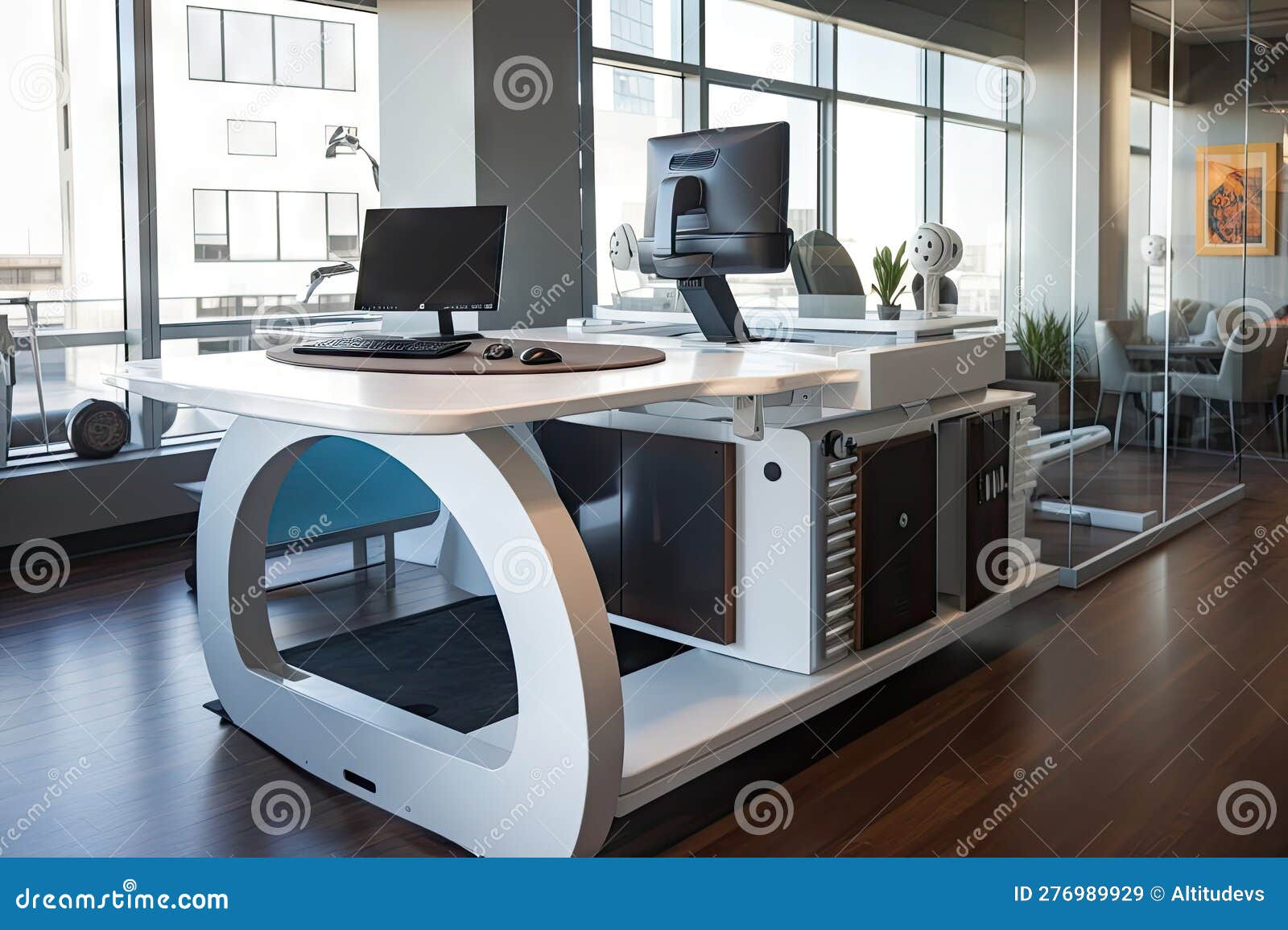 A Desk with a Treadmill Built in for an Active Work Environment Stock ...