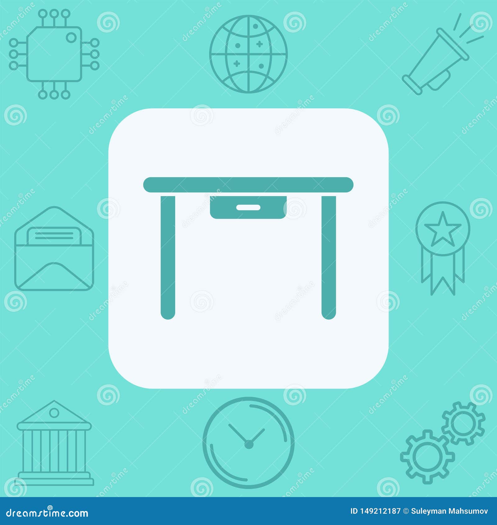 Desk Vector Icon Sign Symbol Stock Illustration - Illustration of ...