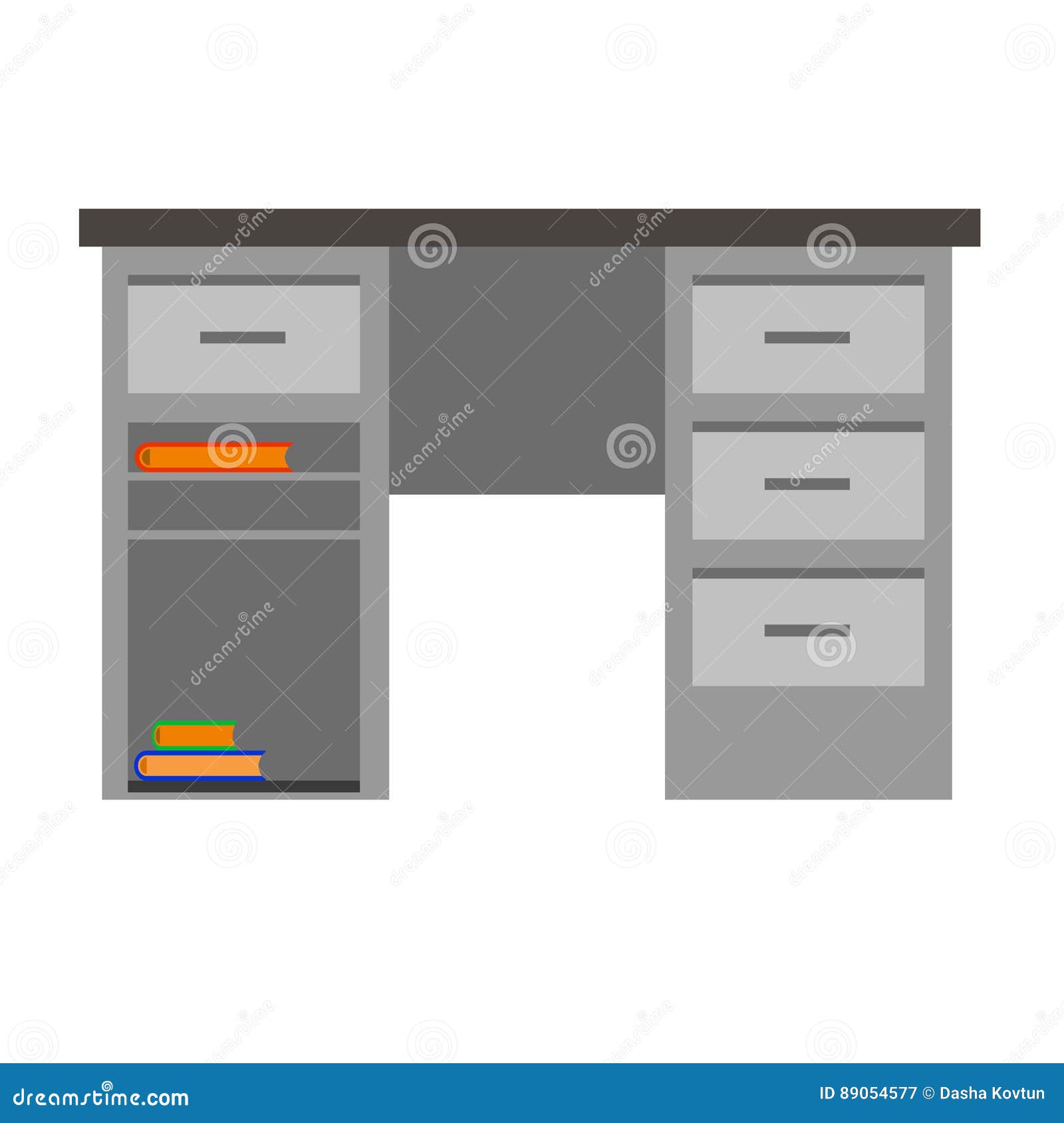 Desk Vector Work Table Design Office Object Illustration Graphic Stock ...
