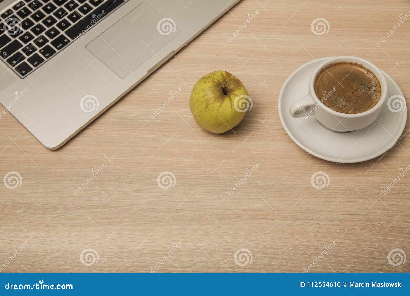 Desk View in the Office, Computer and Coffee, View from Above Editorial ...
