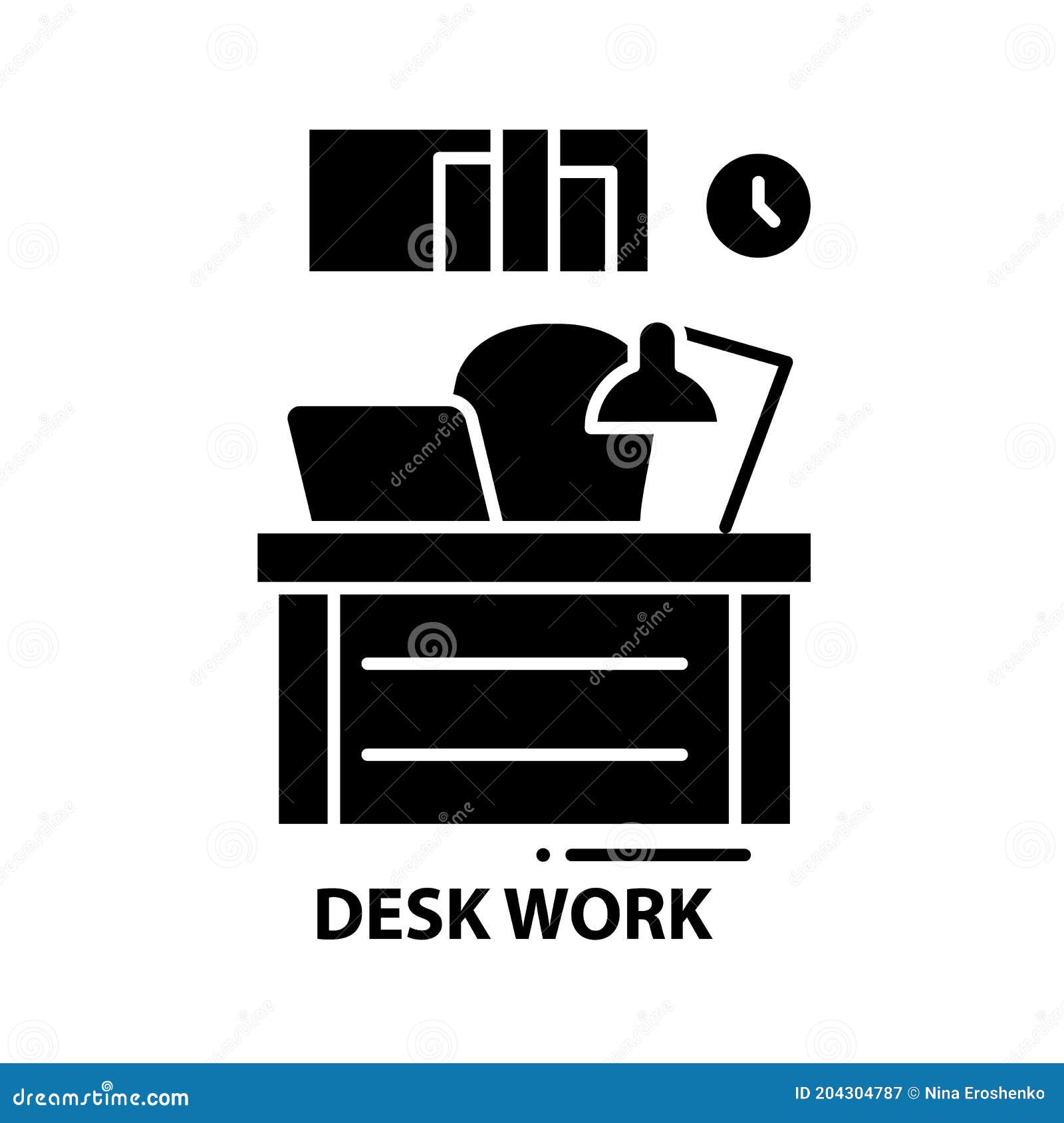 Desk Work Symbol Icon, Black Vector Sign with Editable Strokes, Concept ...