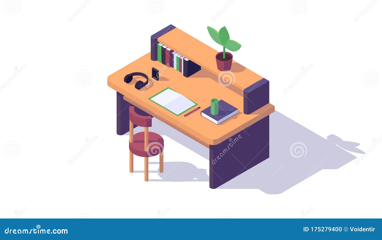 Isometric work space stock vector. Illustration of place - 175279400
