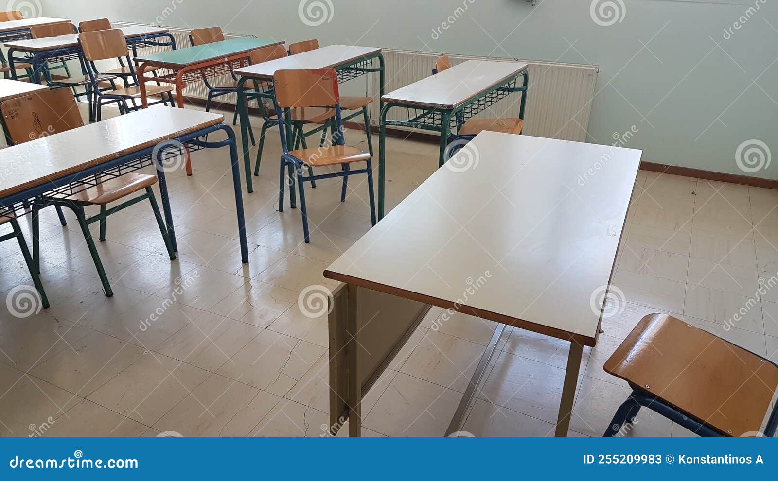 Desks Class Chairs in Secondary School Empty Stock Image - Image of ...