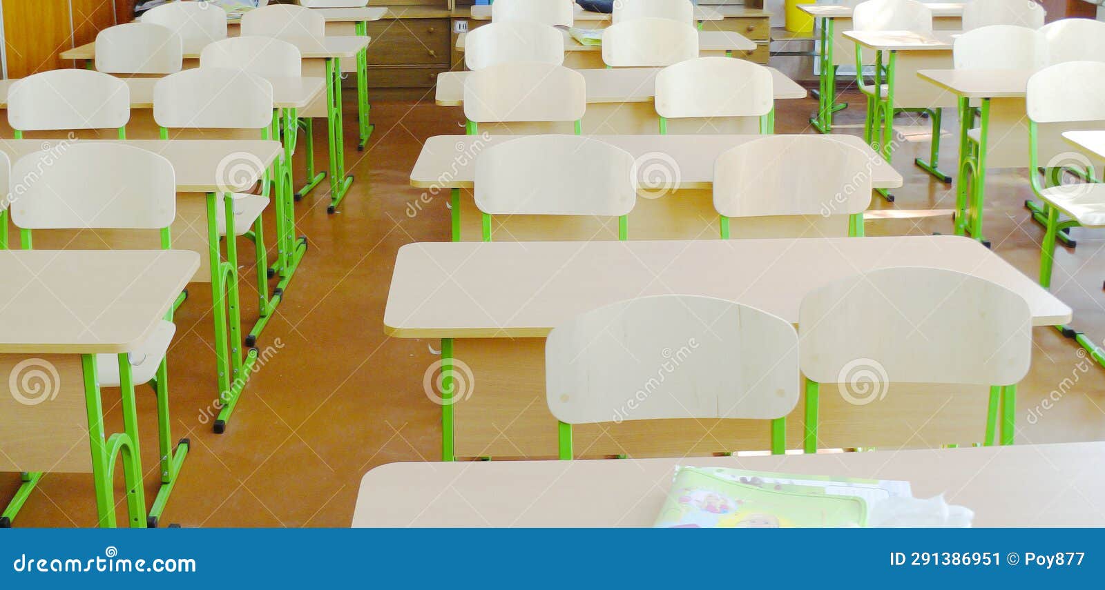 Desks in Empty Classroom. School Classroom Stock Image - Image of ...