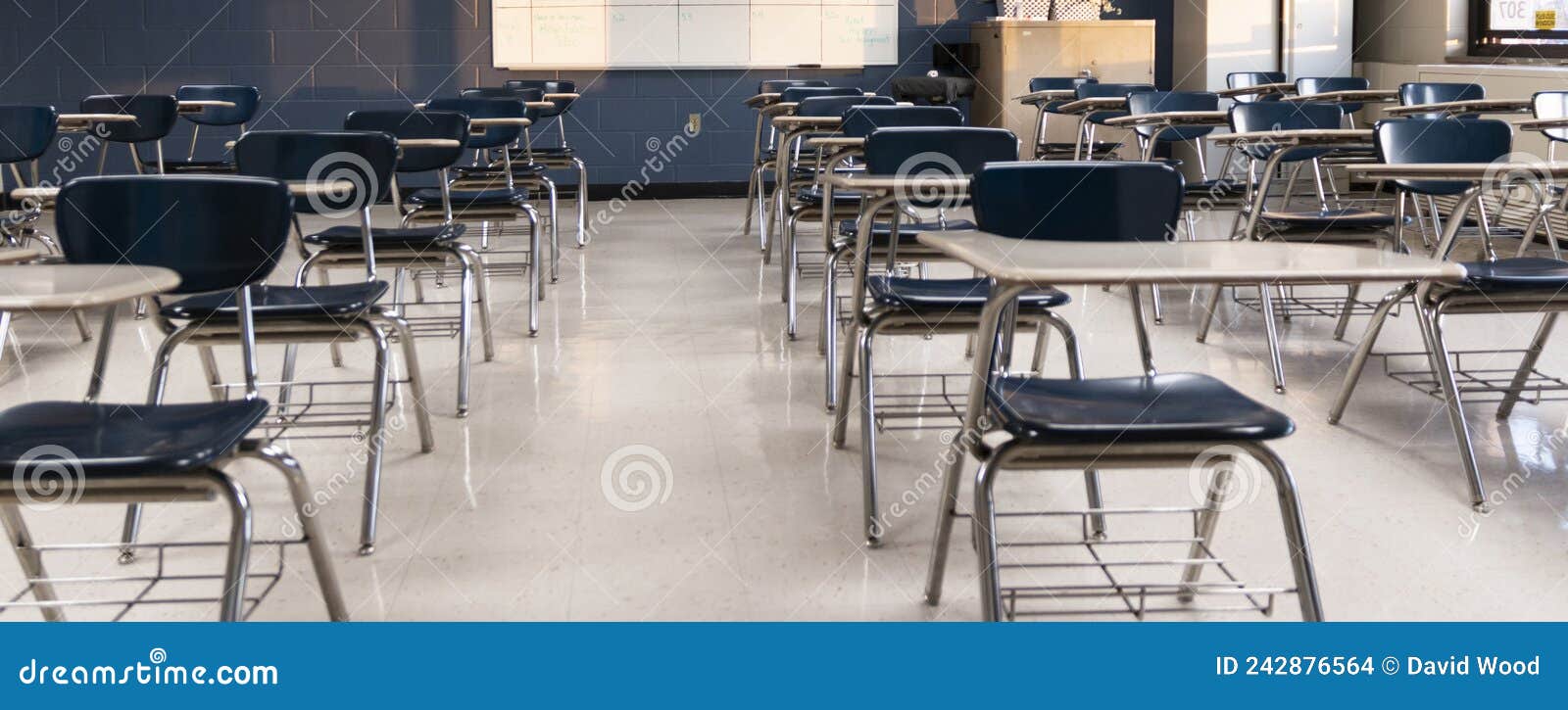 Desks Seperated in a High School Classroom Stock Photo - Image of chair ...