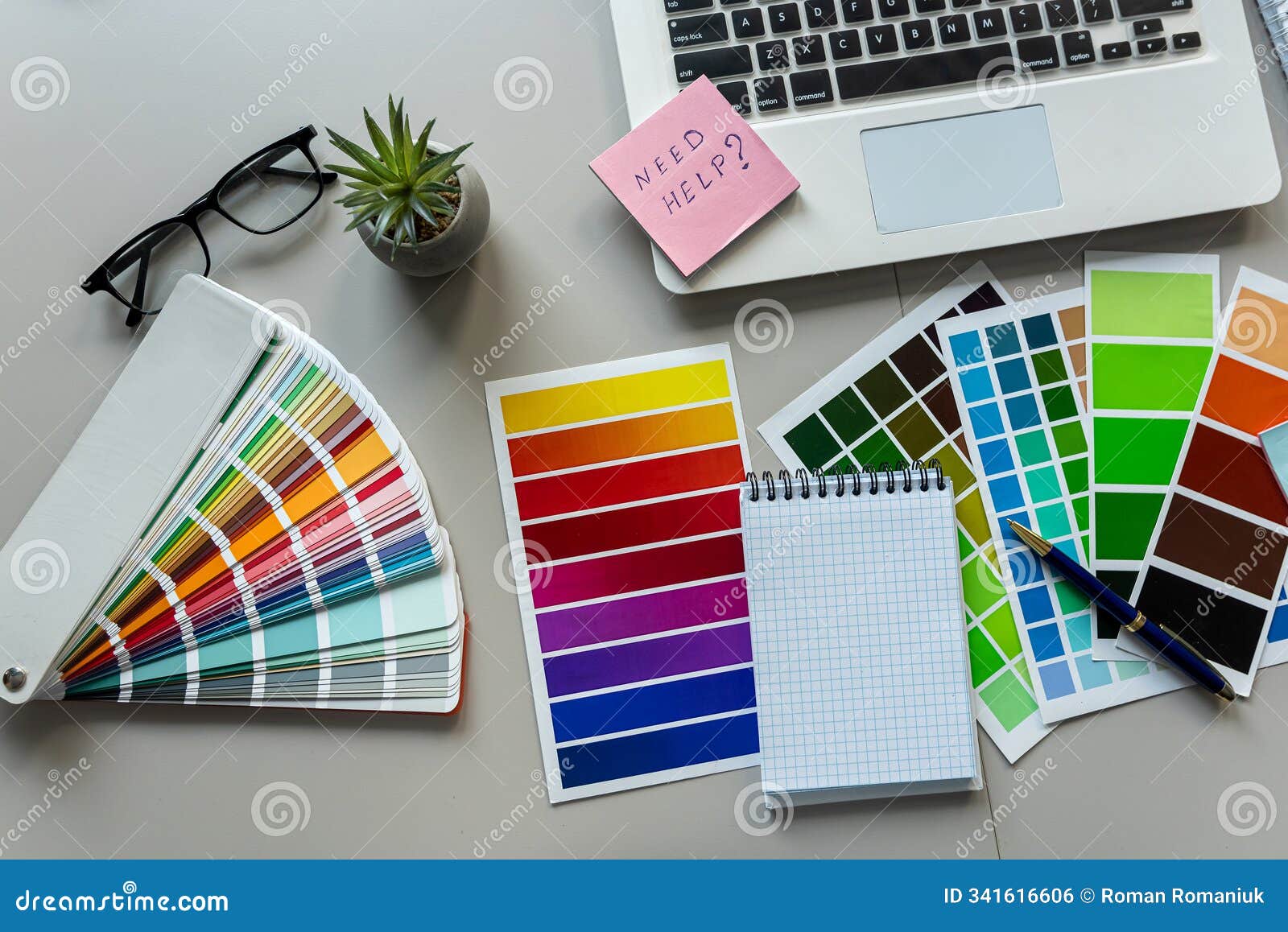 Desktop with Aptop and Notepad for Notes Color Catalog, Creative ...