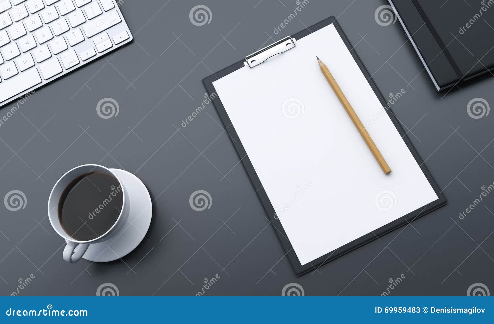 Desktop with blank paper stock illustration. Illustration of close ...
