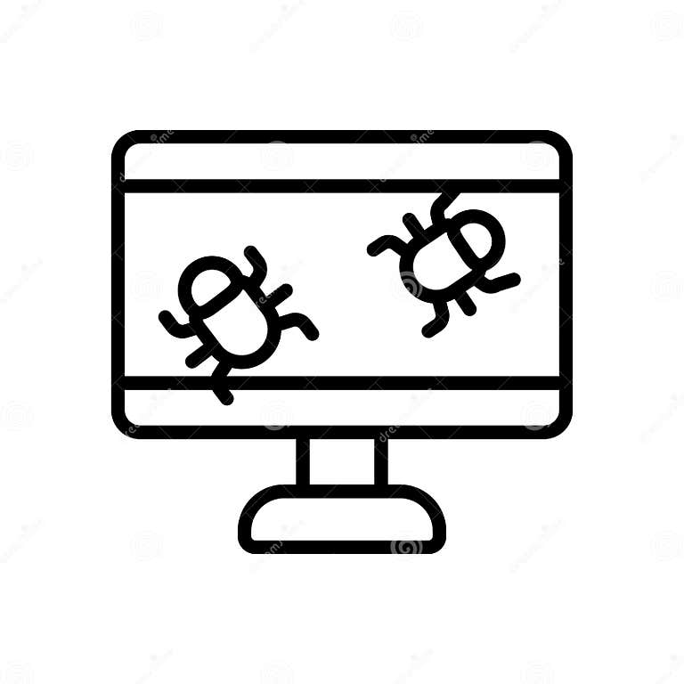 Desktop Bugs Cyber Attack Icon. Simple Line, Outline Vector Elements of Hacks Icons for Ui and ...