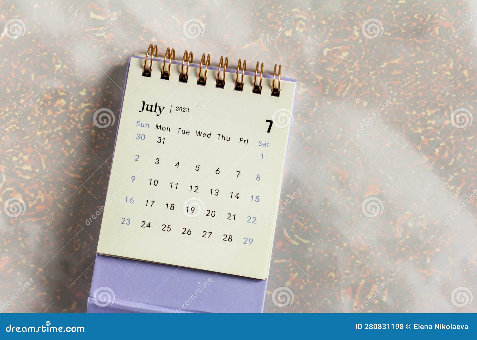 Desktop Calendar for July 2023 for Planning on the Table. Stock Photo ...