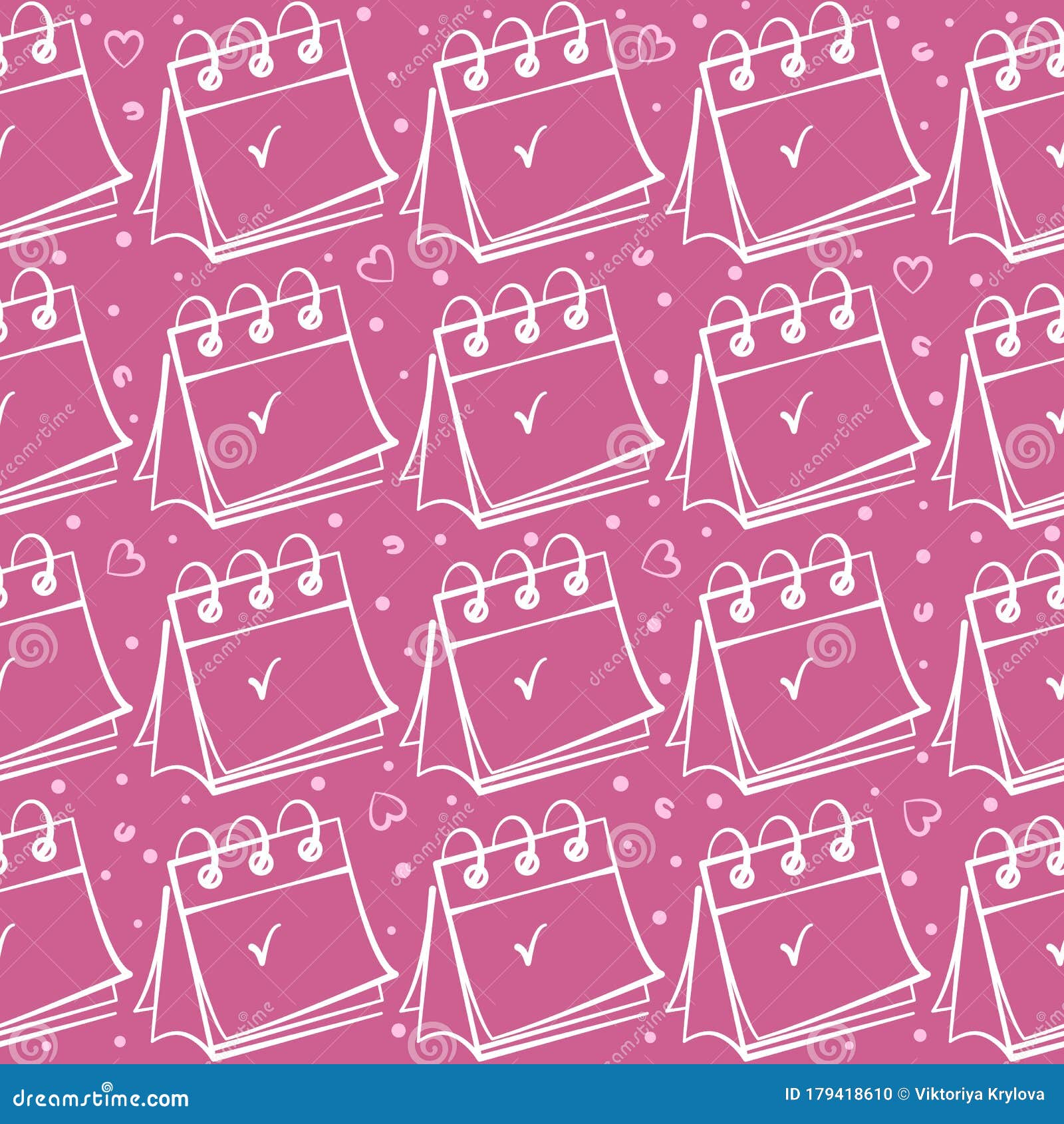 Desktop Calendar Vector Seamless Pattern on Pink Background. Pink and ...