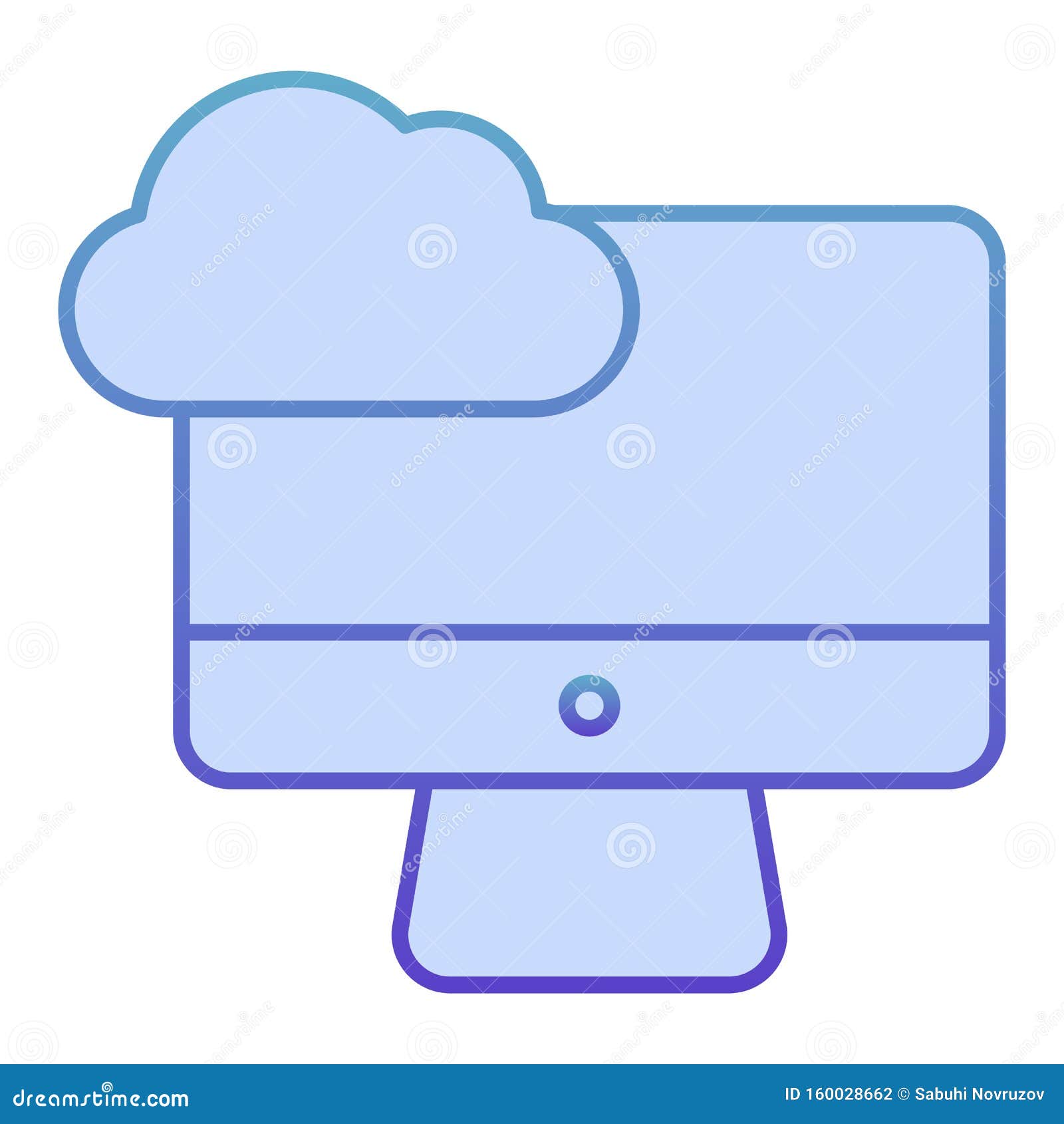 Desktop Cloud Computing Flat Icon. Synchronize Cloud on Pc Blue Icons ...
