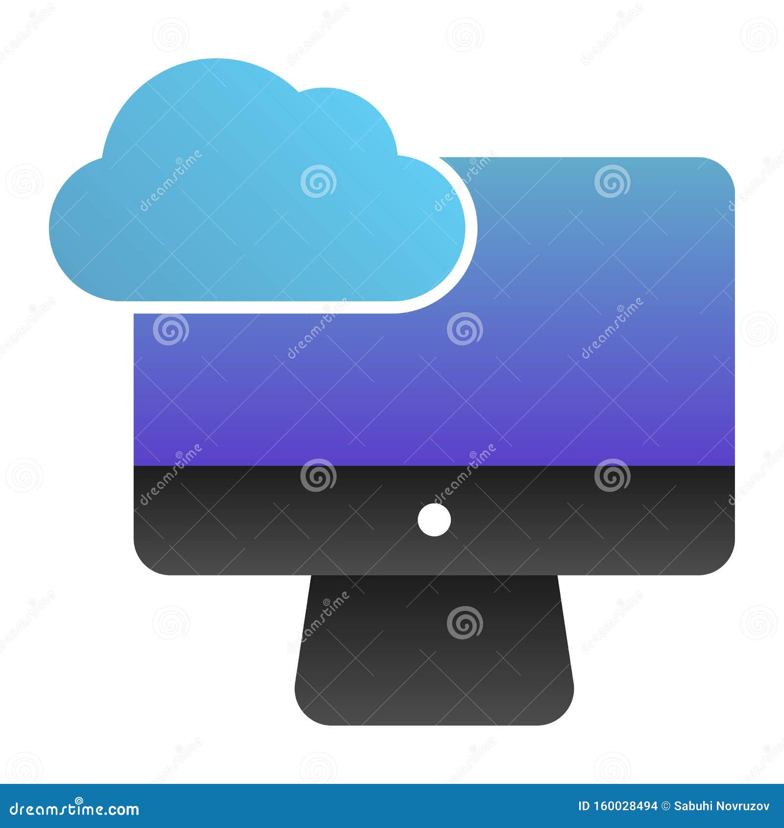 Desktop Cloud Computing Flat Icon. Synchronize Cloud on Pc Color Icons ...