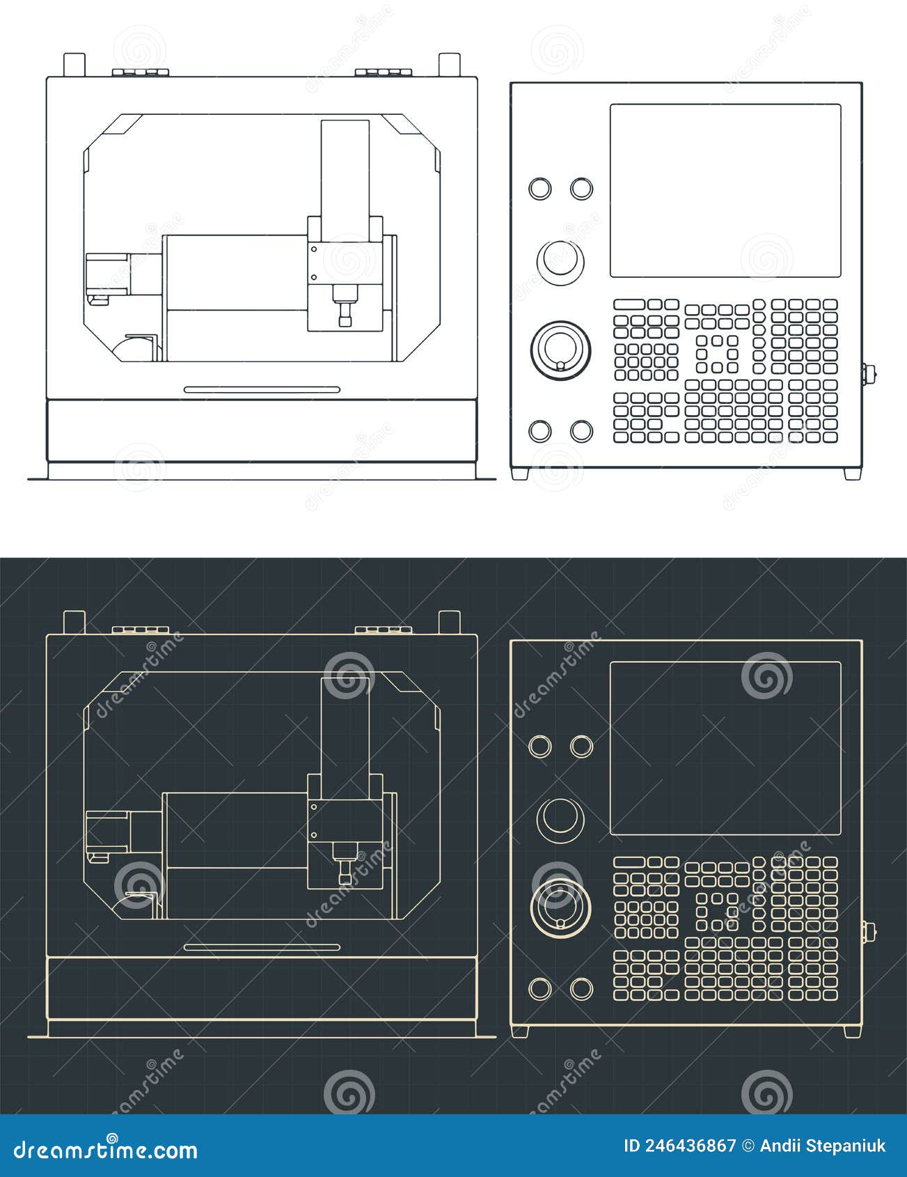 Desktop CNC Router Machine Blueprints Stock Vector - Illustration of ...