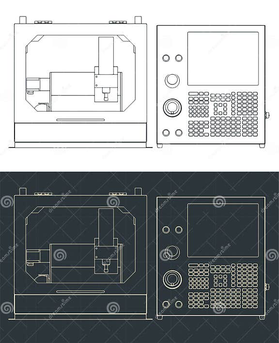 Desktop CNC Router Machine Blueprints Stock Vector - Illustration of ...