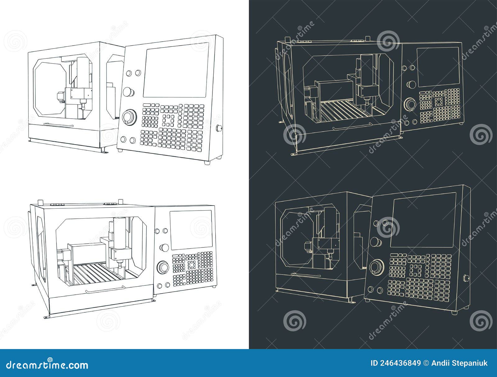 Desktop CNC router machine stock vector. Illustration of cutting ...