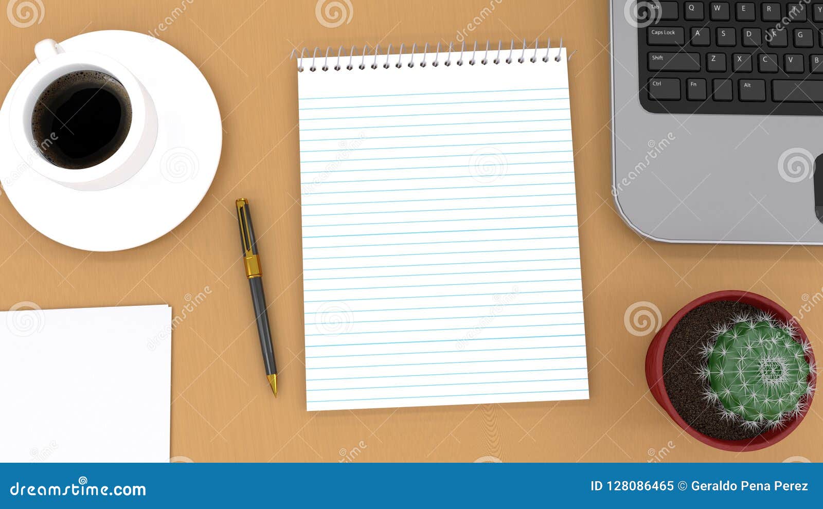 Desktop Composition of Assorted Office Elements Stock Illustration ...