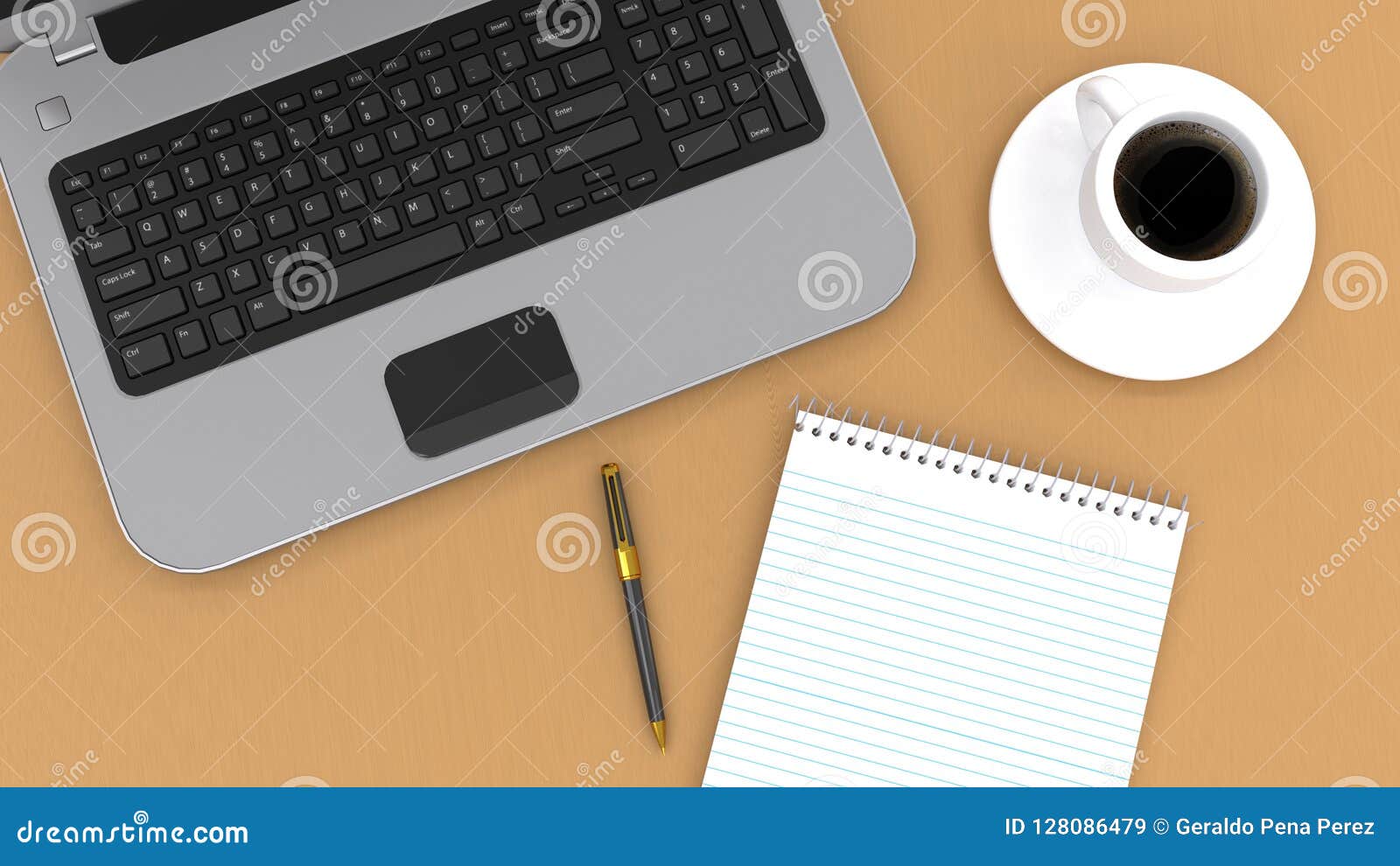 Desktop Composition of Assorted Office Elements Stock Illustration ...