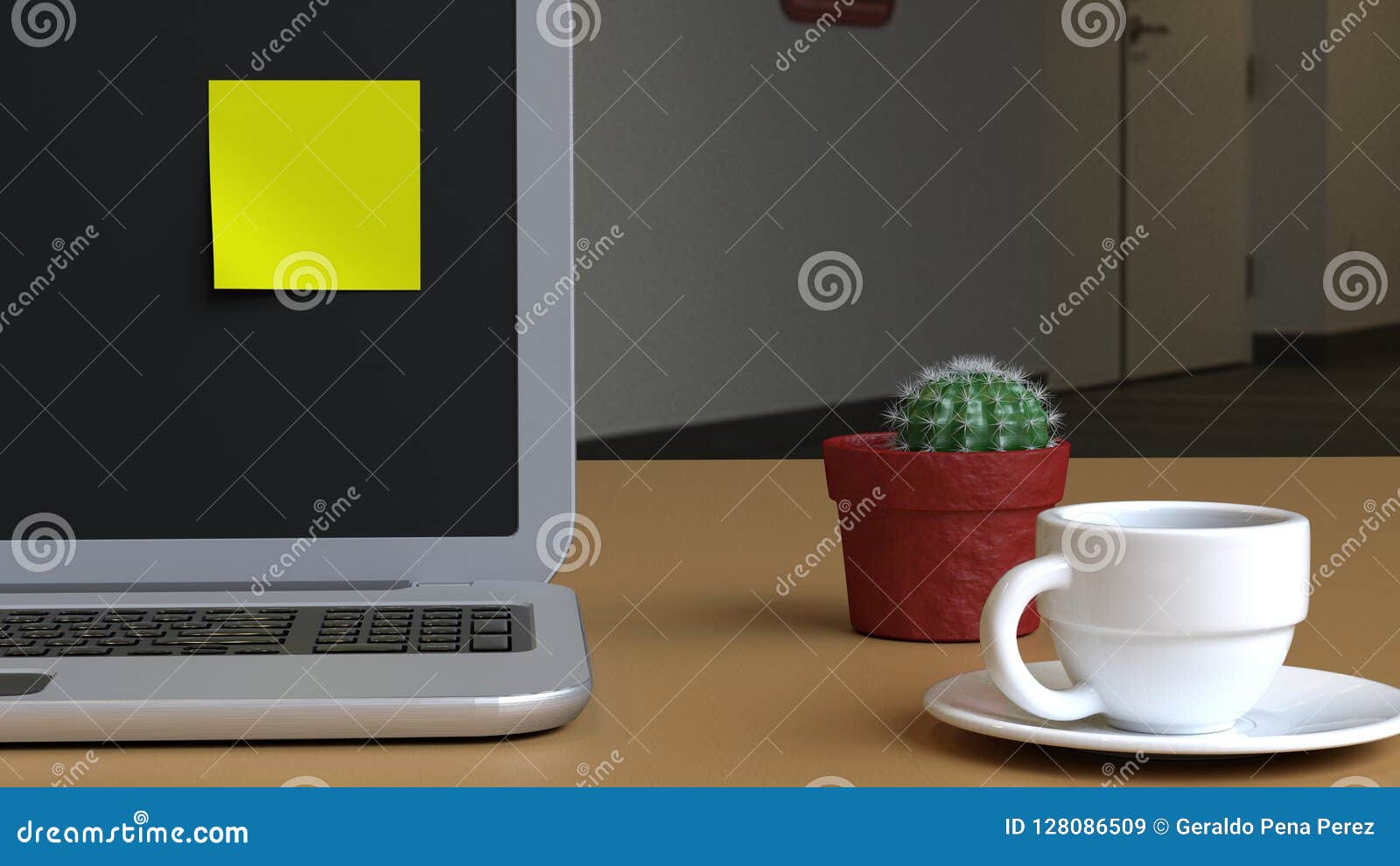 Desktop Composition of Assorted Office Elements Stock Illustration ...