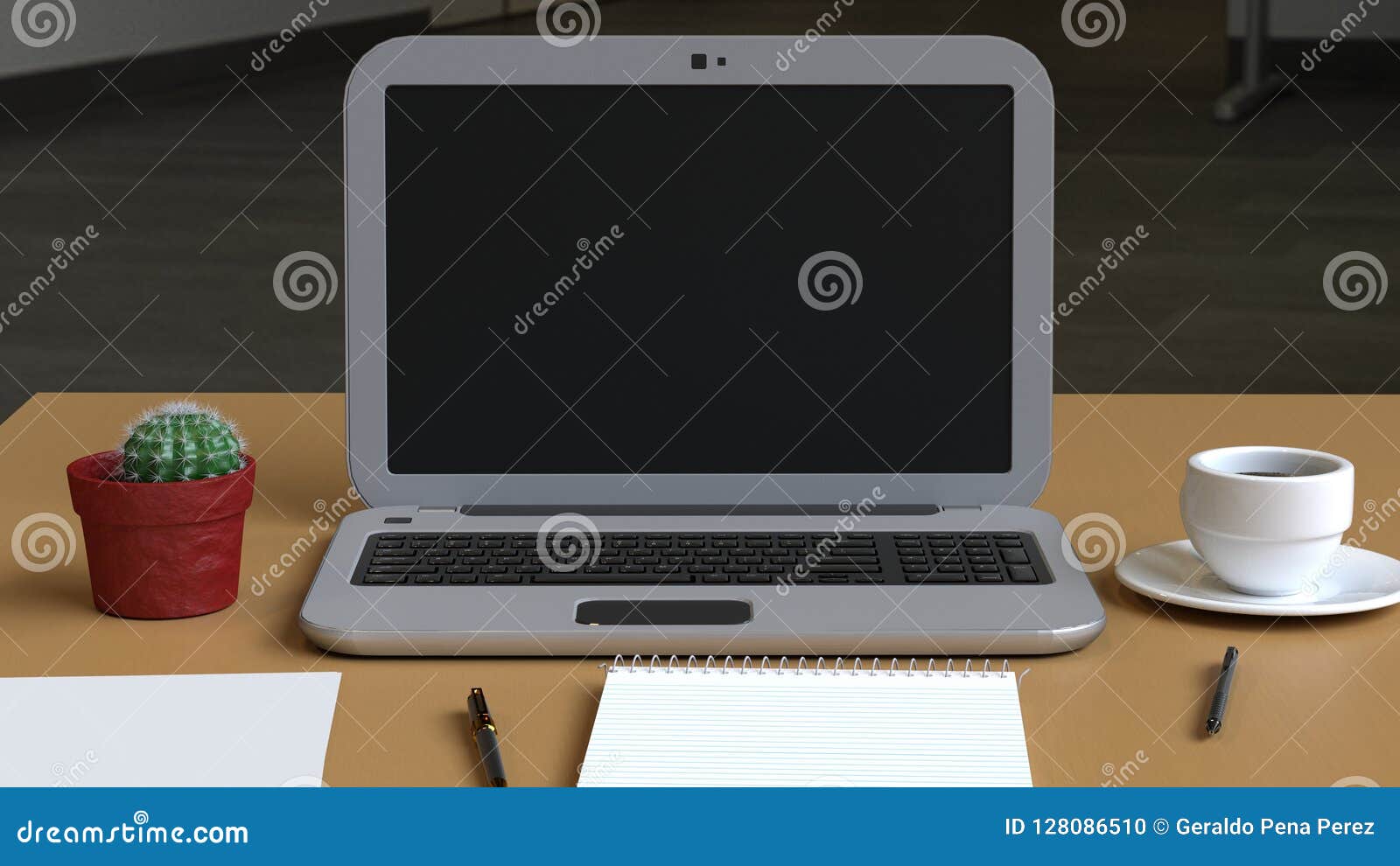 Desktop Composition of Assorted Office Elements Stock Illustration ...