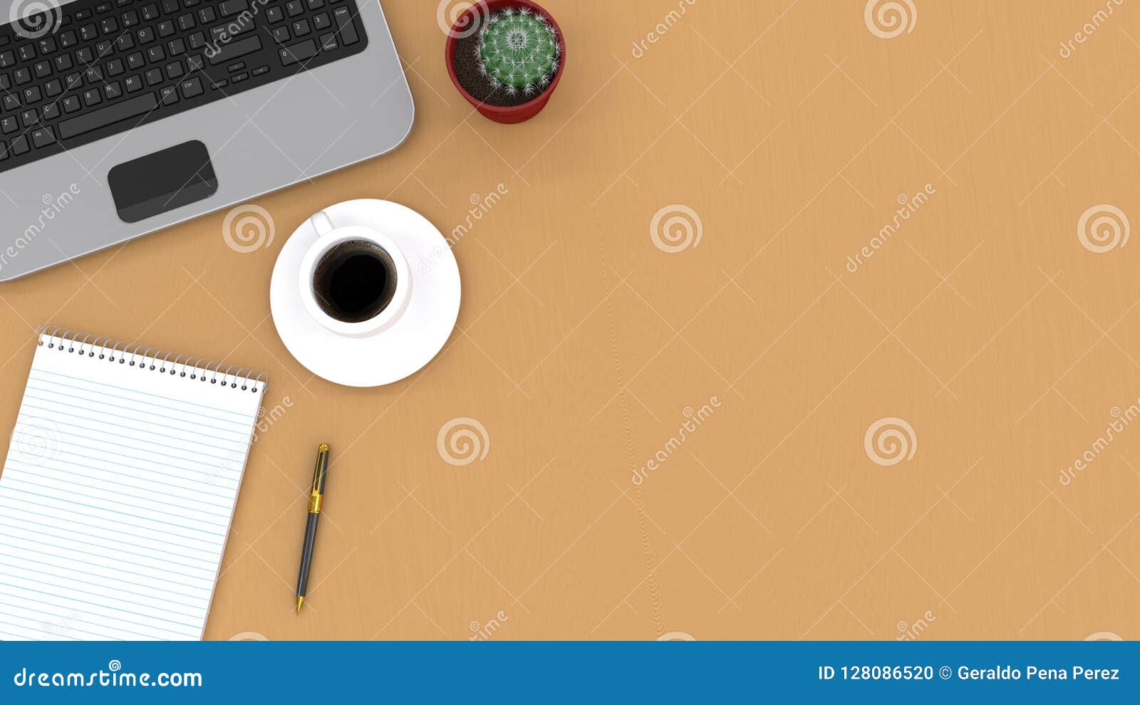 Desktop Composition of Assorted Office Elements Stock Illustration ...