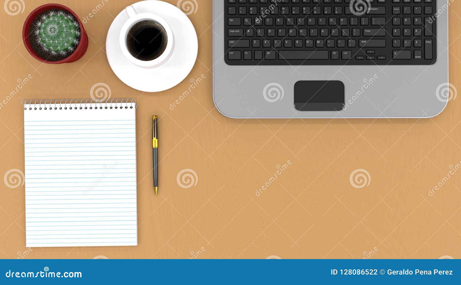 Desktop Composition of Assorted Office Elements Stock Illustration ...