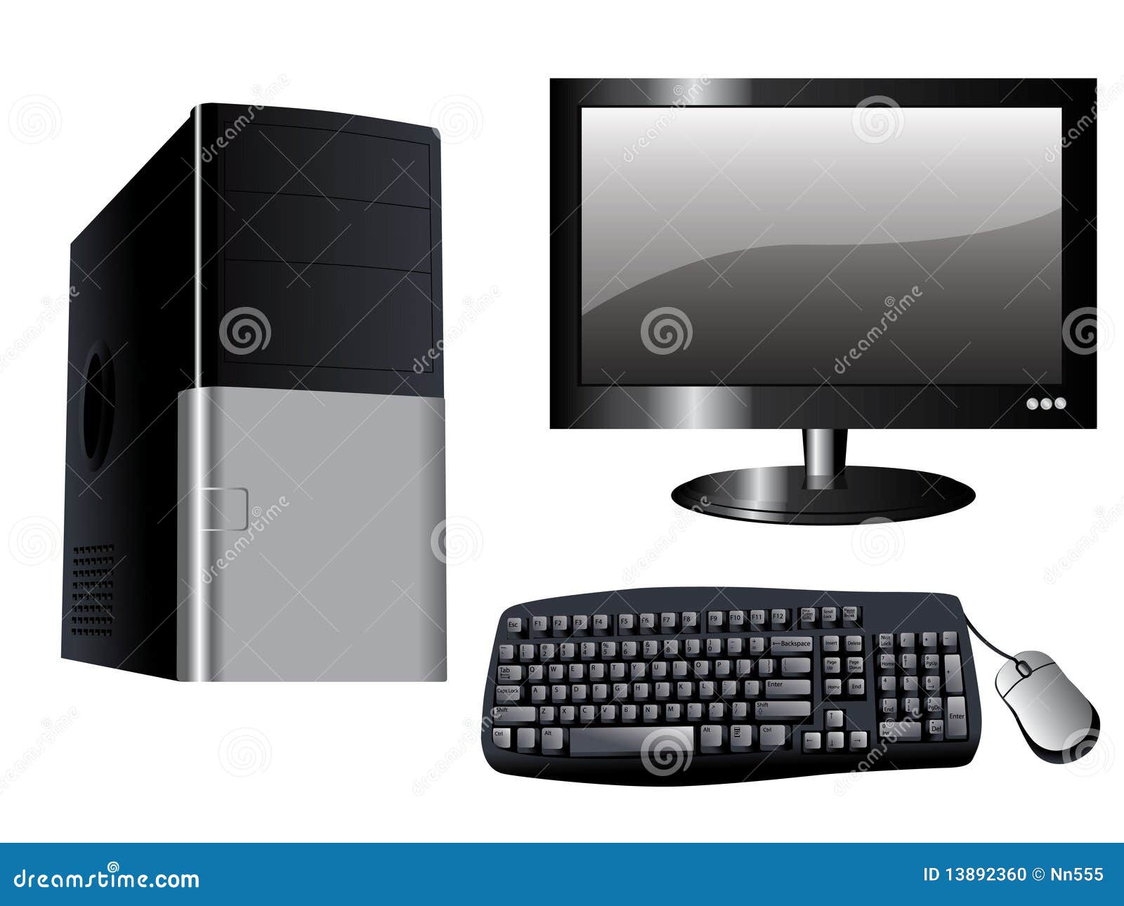 Desktop computer stock vector. Illustration of crystal - 13892360