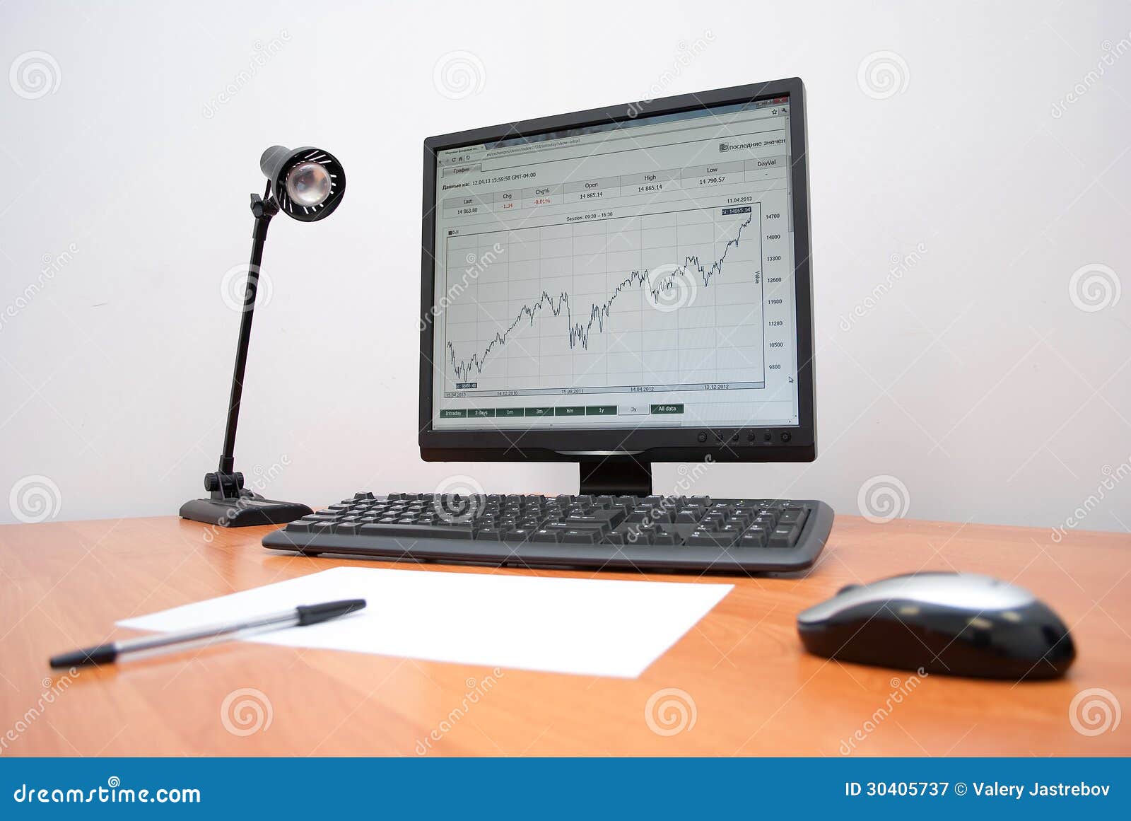 Desktop and computer stock image. Image of desktop, tablelamp - 30405737