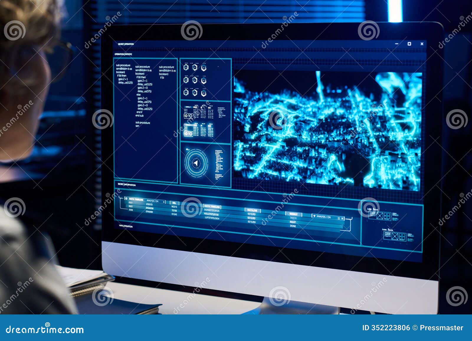 Desktop Computer with Army Location Data Stock Photo - Image of woman ...