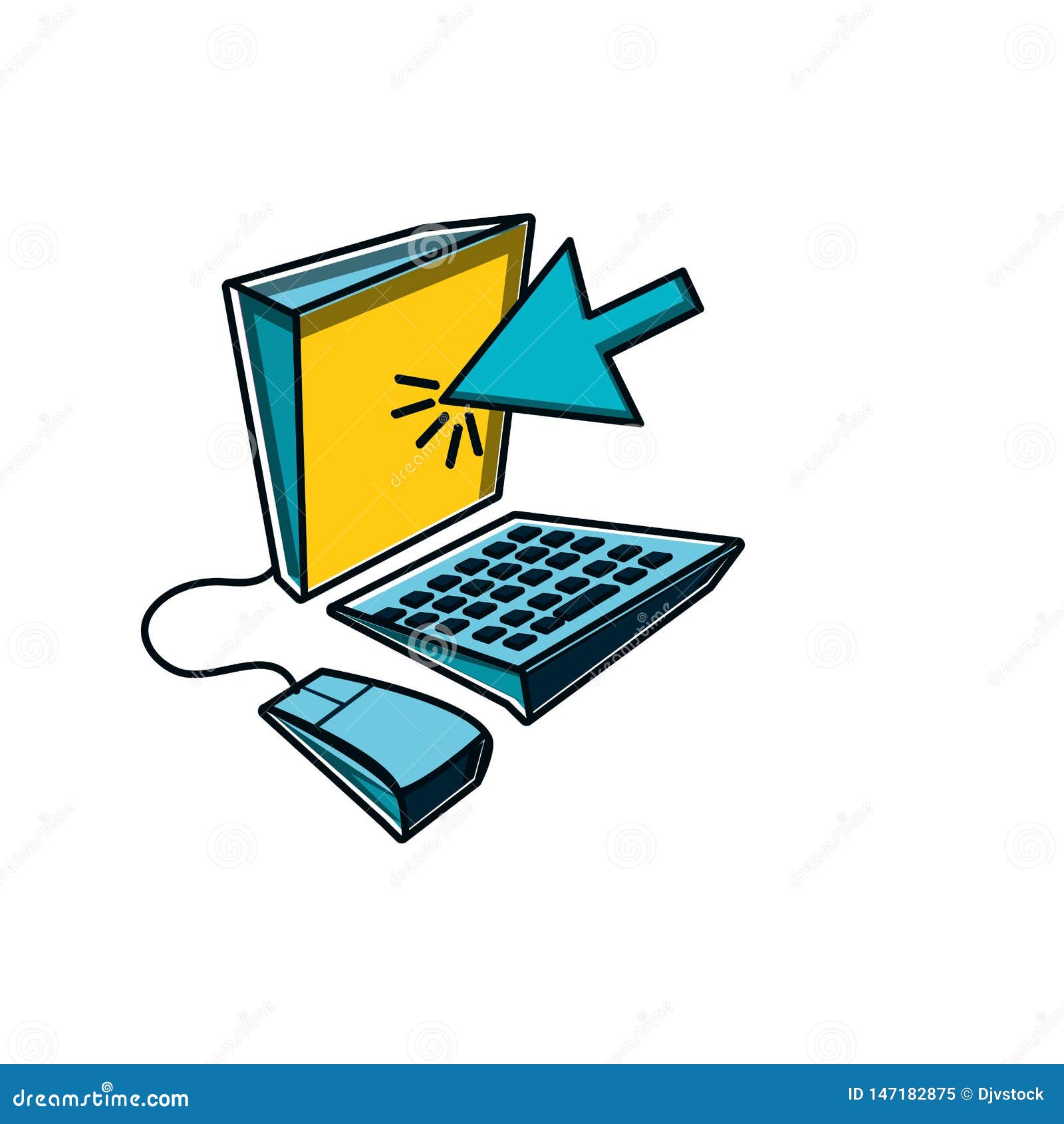 Desktop Computer with Arrow Cursor Stock Illustration - Illustration of ...