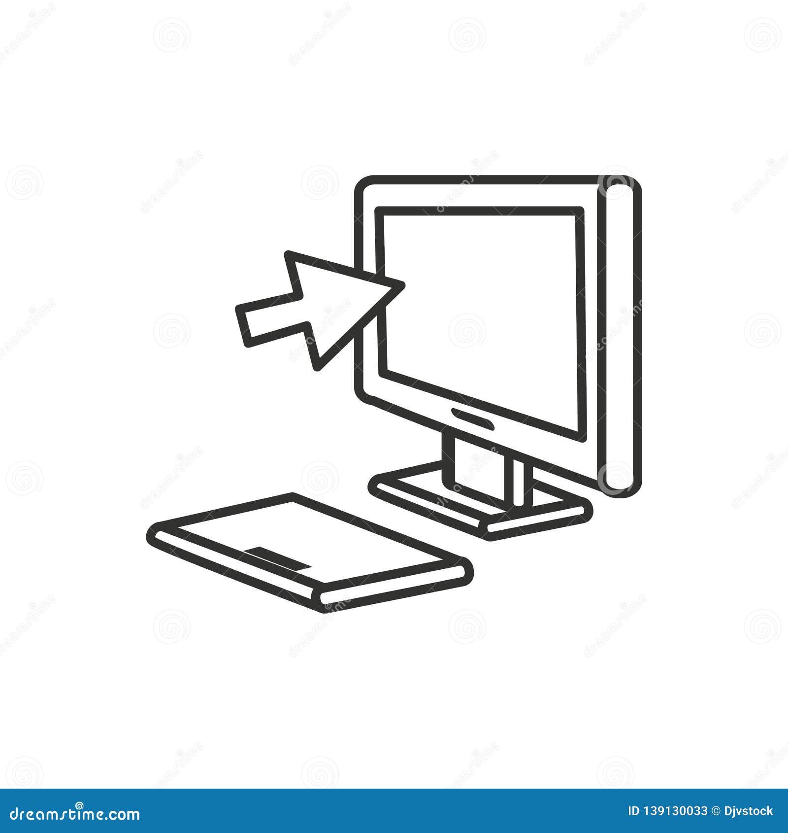 Desktop Computer with Arrow Pointer Stock Vector - Illustration of ...