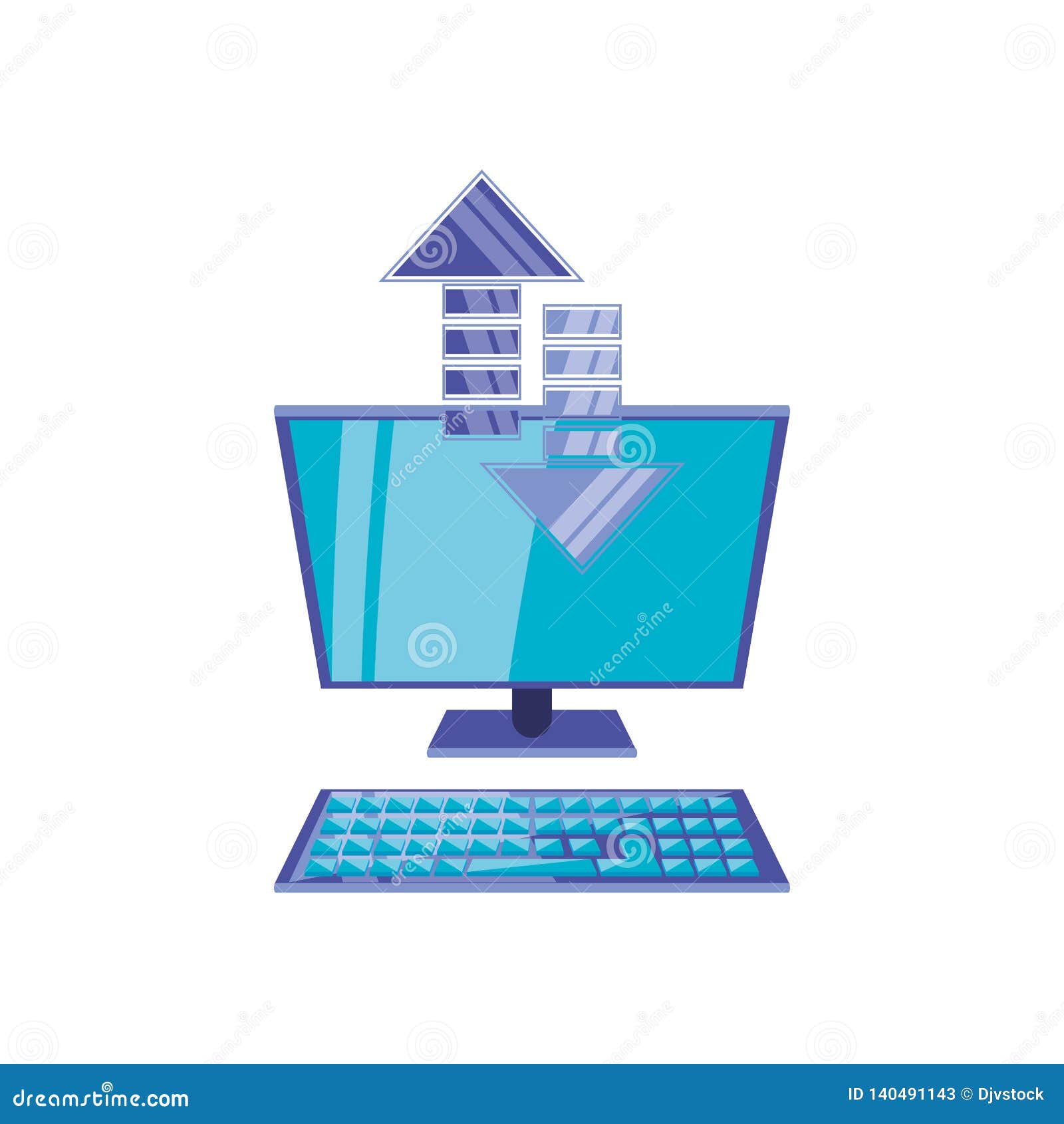 Desktop Computer with Arrows Icon Stock Vector - Illustration of ...