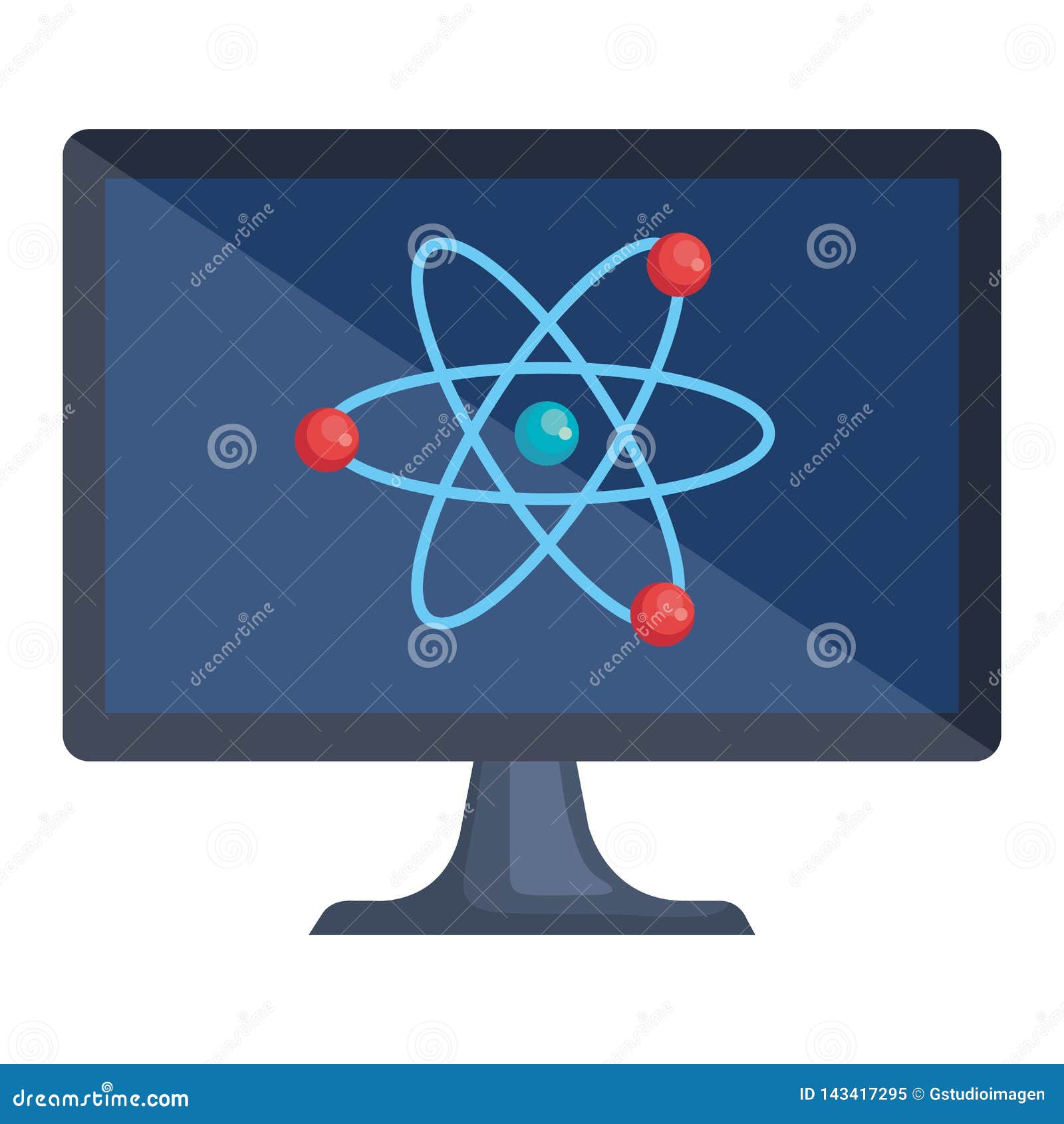 Desktop Computer with Atom Molecule Stock Vector - Illustration of ...