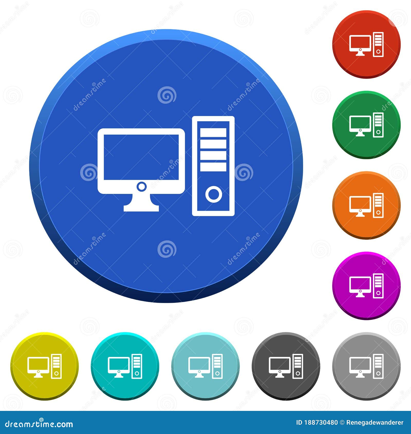 Desktop Computer Beveled Buttons Stock Vector - Illustration of blue ...