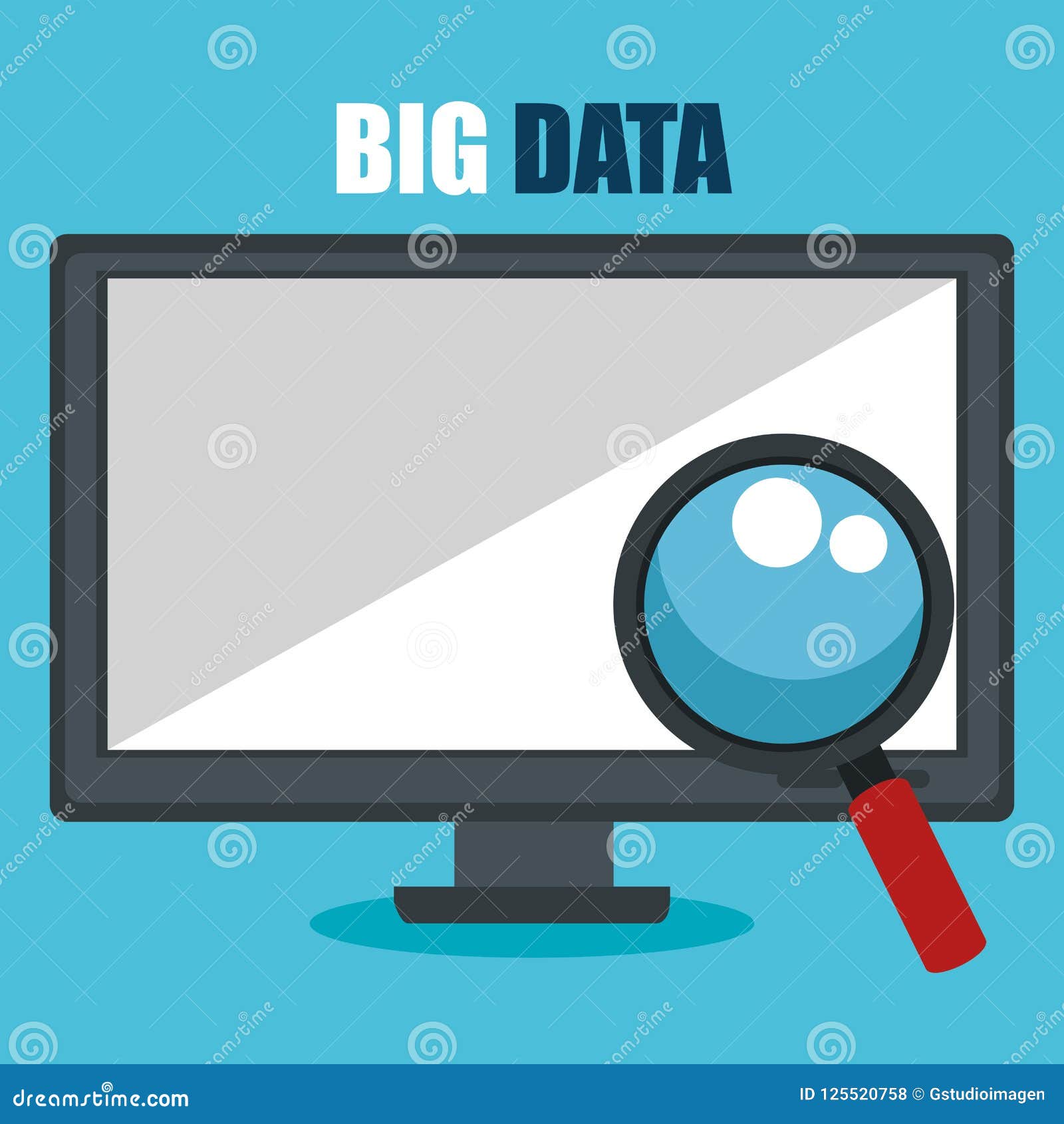 Desktop Computer with Big Data Icons Stock Vector - Illustration of ...