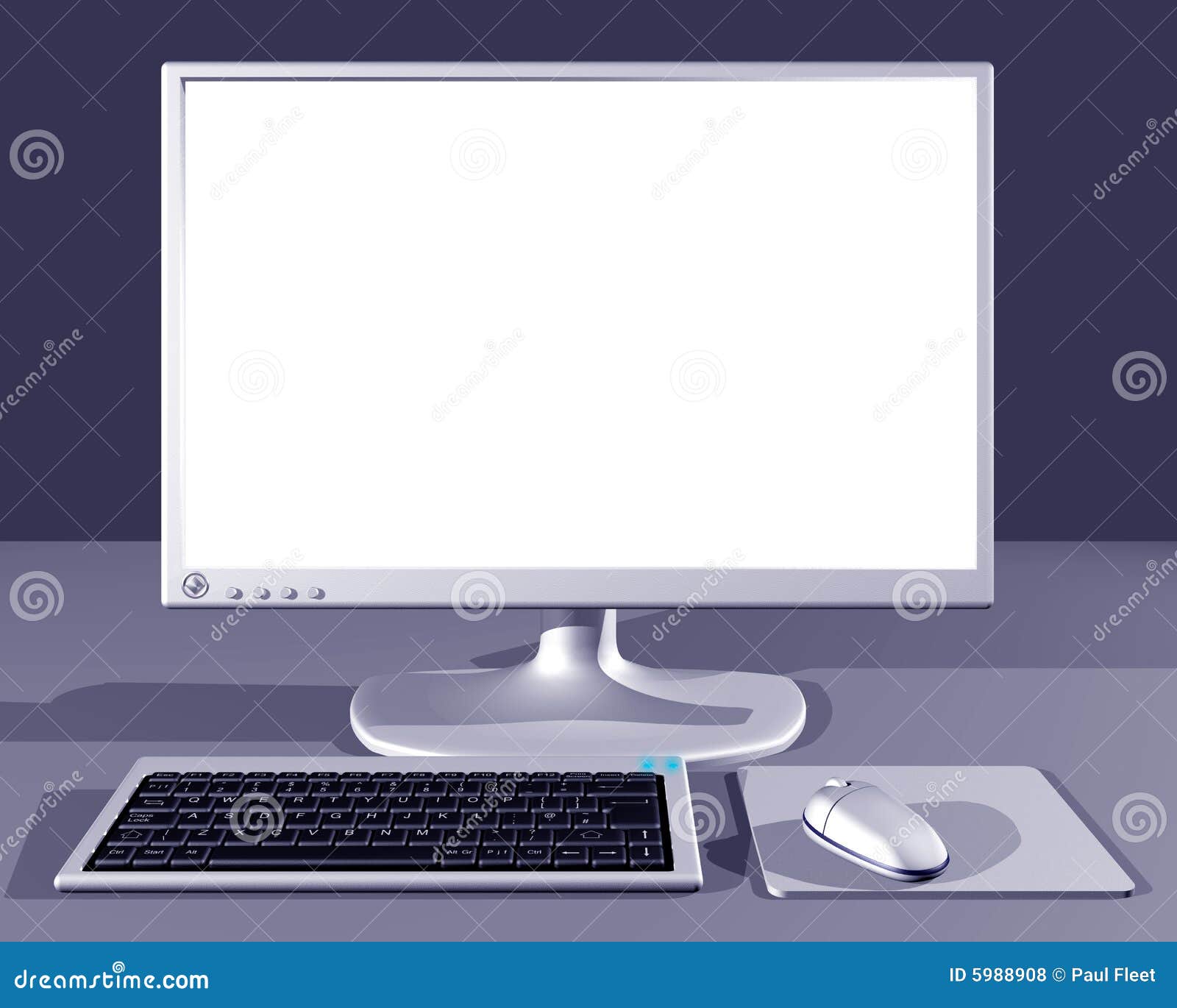 Desktop Computer with Blank Screen Stock Illustration - Illustration of ...