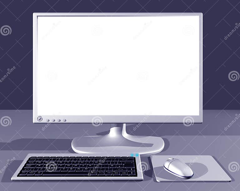 Desktop Computer with Blank Screen Stock Illustration - Illustration of ...