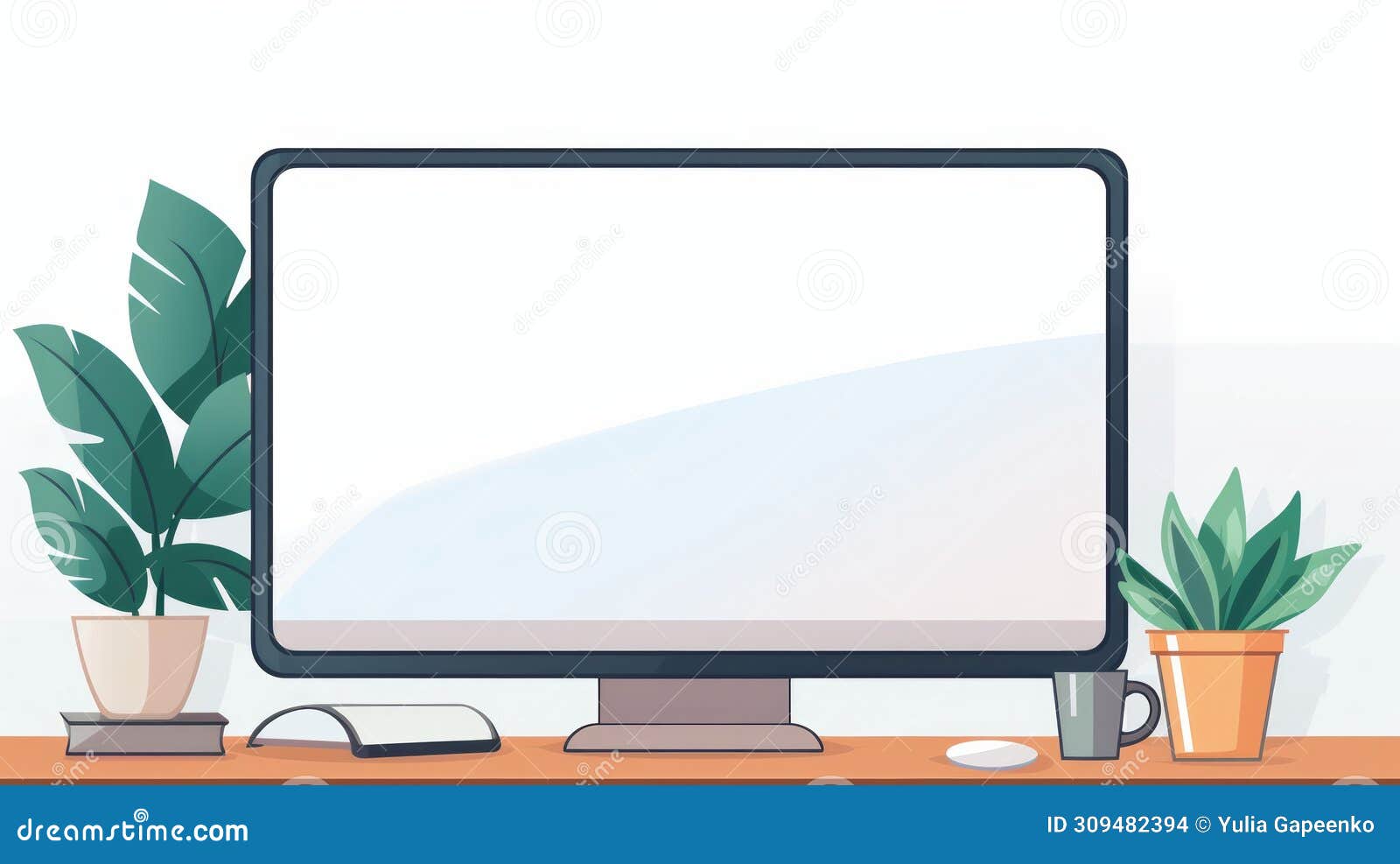 An Desktop Computer with Blank Screen Stock Photo - Image of device ...