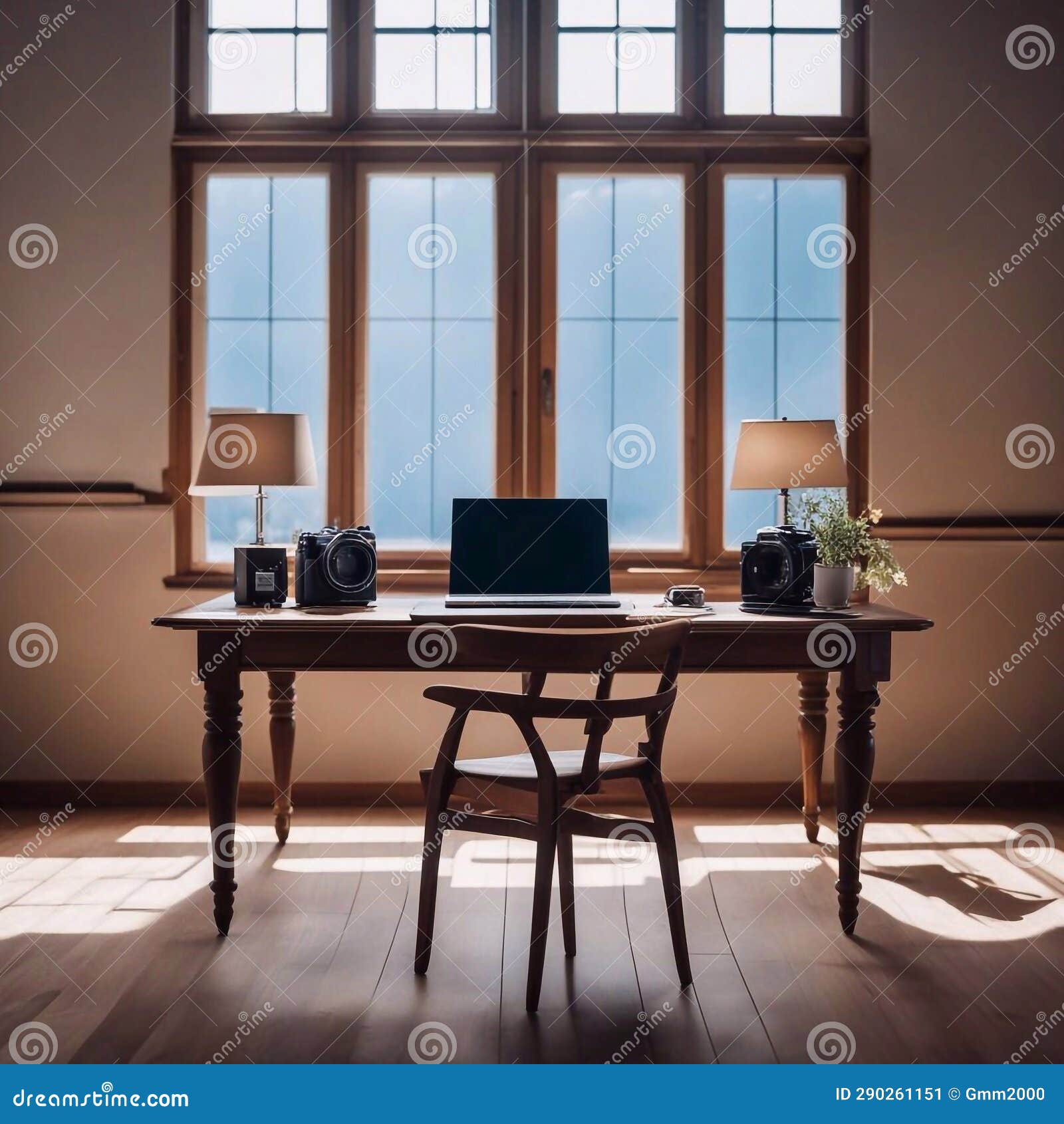Desktop Computer Blue Screen in Luxury Vintage Large Empty Room ...
