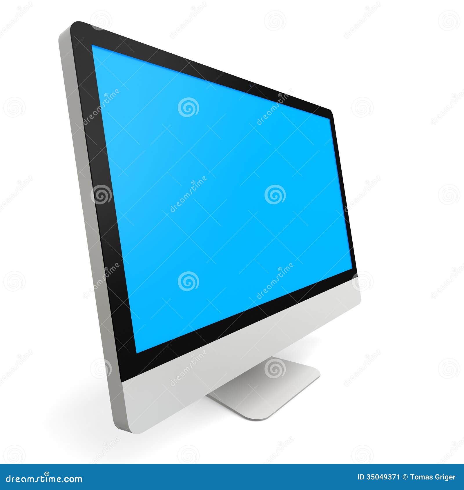 Desktop Computer with Blue Screen Stock Illustration - Illustration of ...