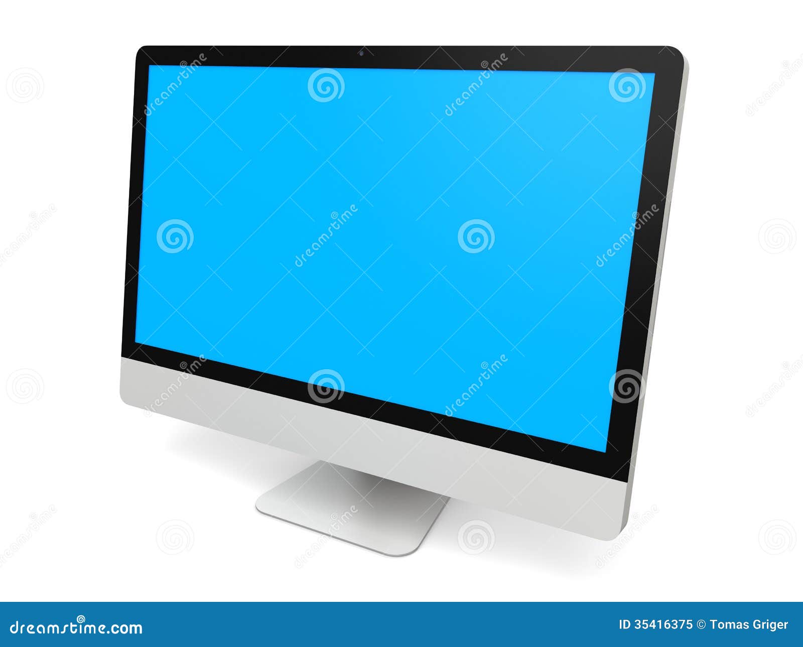 Desktop Computer with Blue Screen Stock Illustration - Illustration of ...