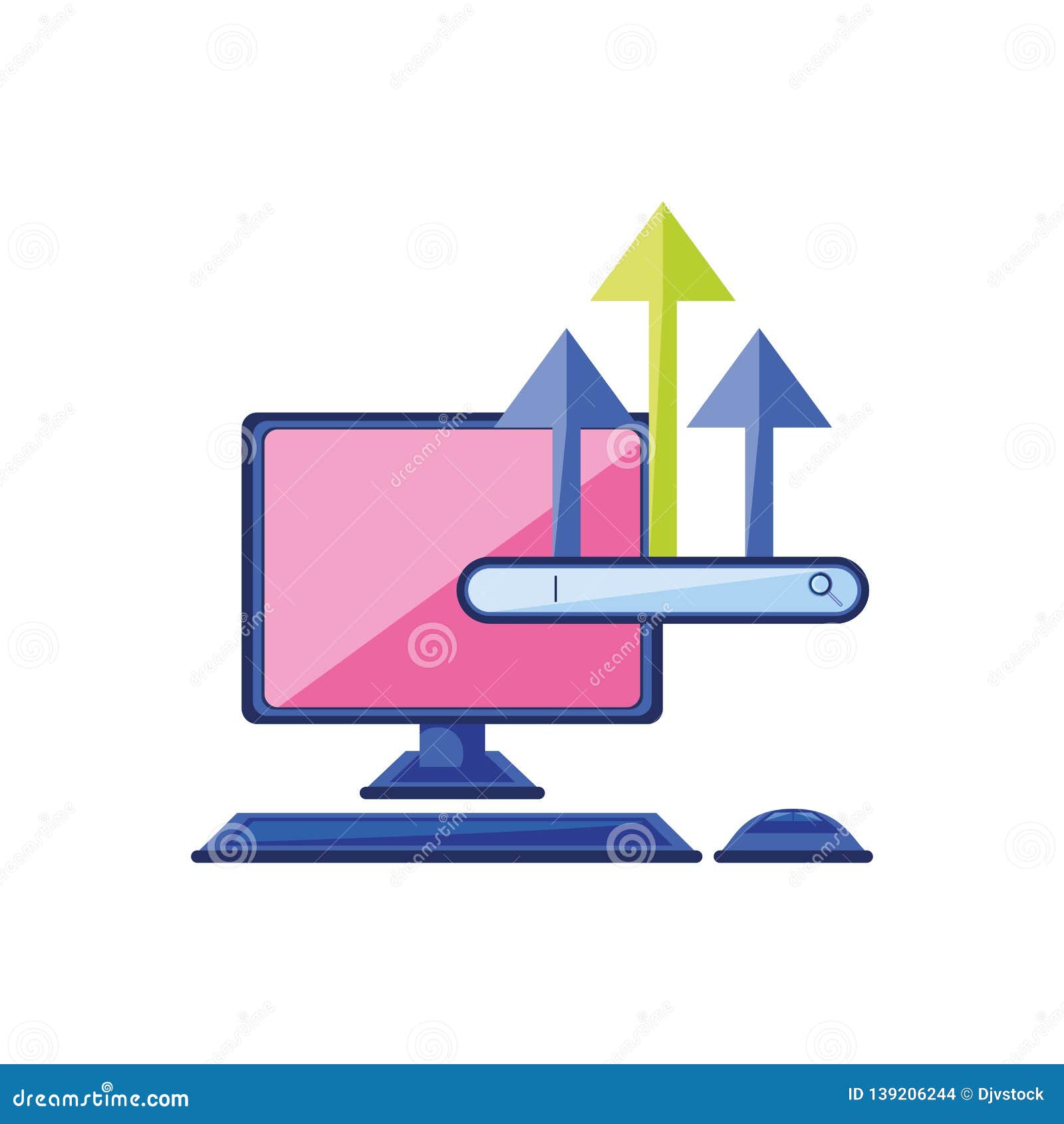 Desktop Computer with Browser Bar and Arrows Up Stock Vector ...
